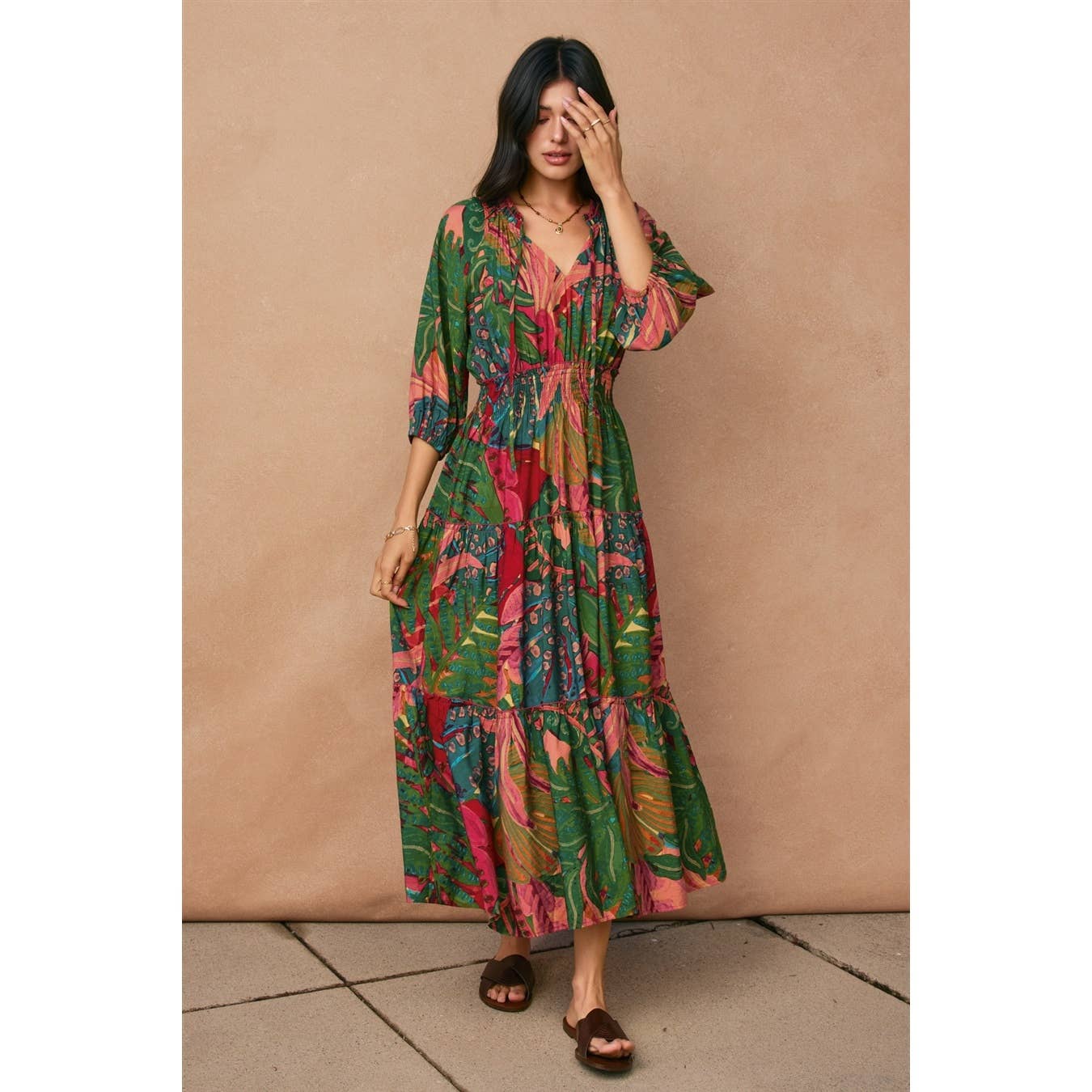 Wholesale Drawing Dream Puff Sleeve Tiered Maxi Dress for your store ...