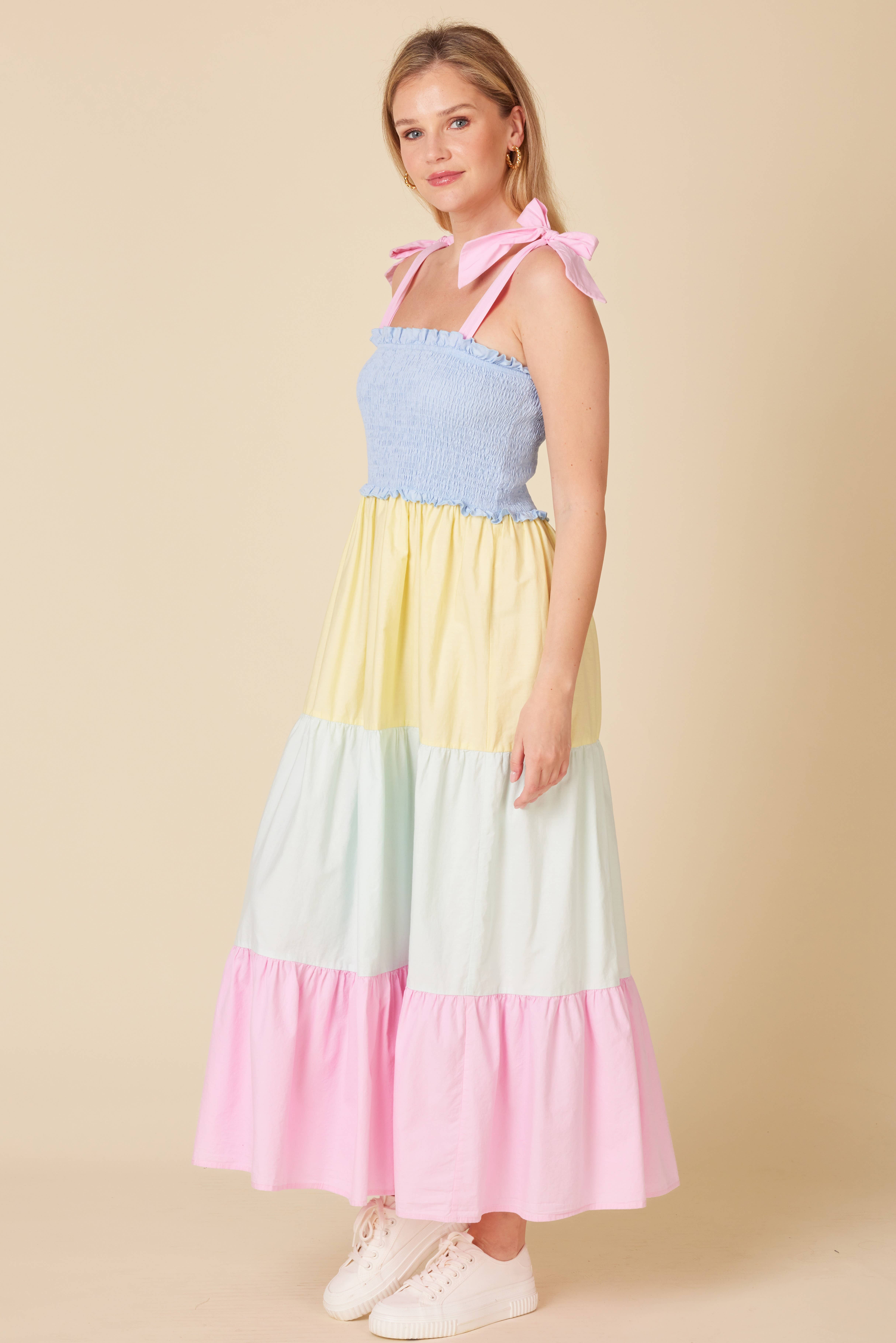 Wholesale Color Block Smocked Dress for your store - Faire