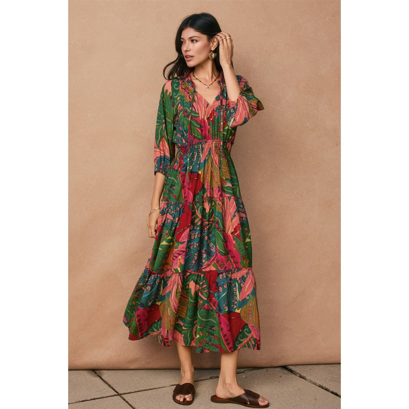 Wholesale Drawing Dream Puff Sleeve Tiered Maxi Dress for your store ...