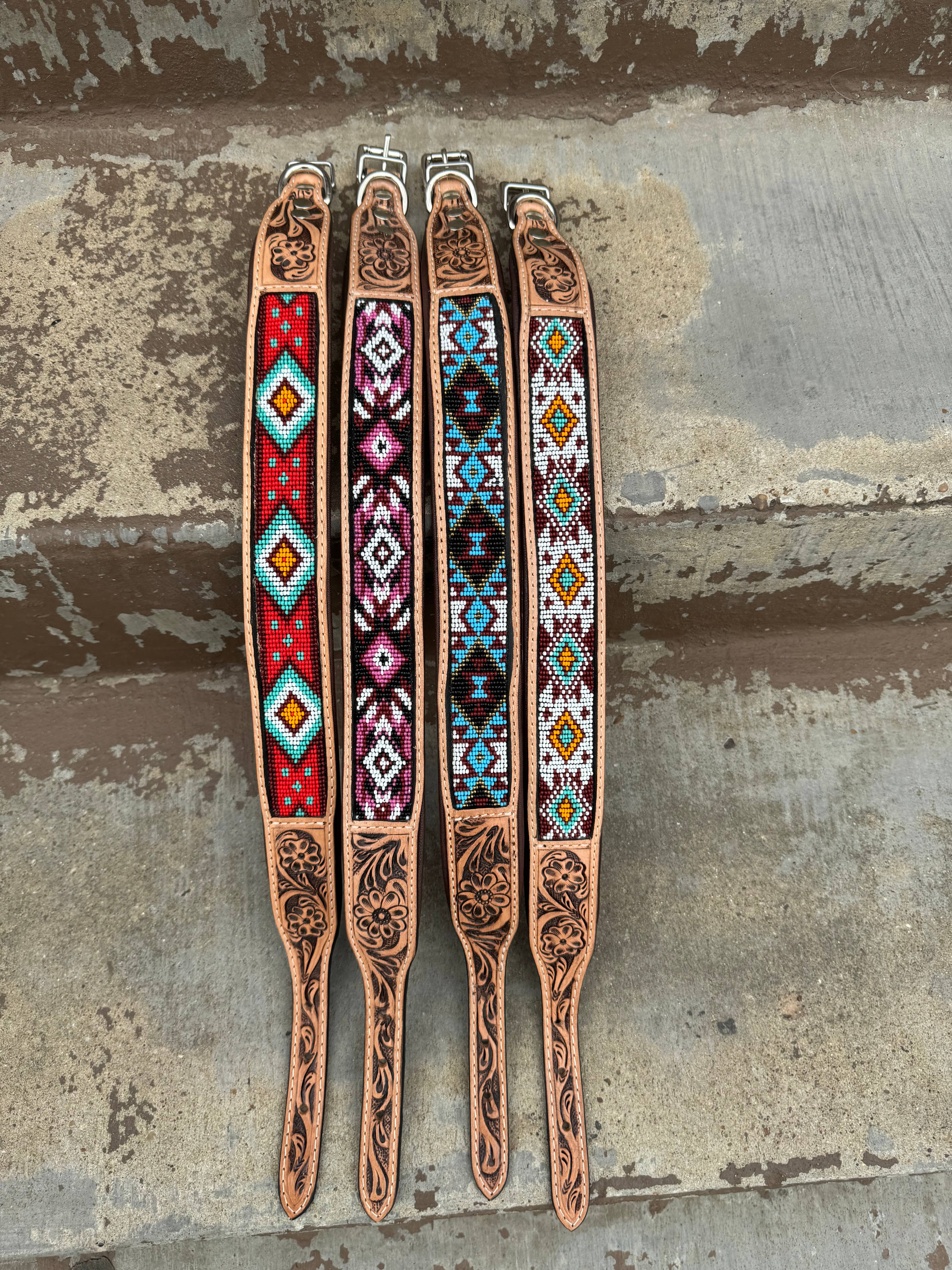 Wholesale Beaded dog collars with tooled leather for your store - Faire