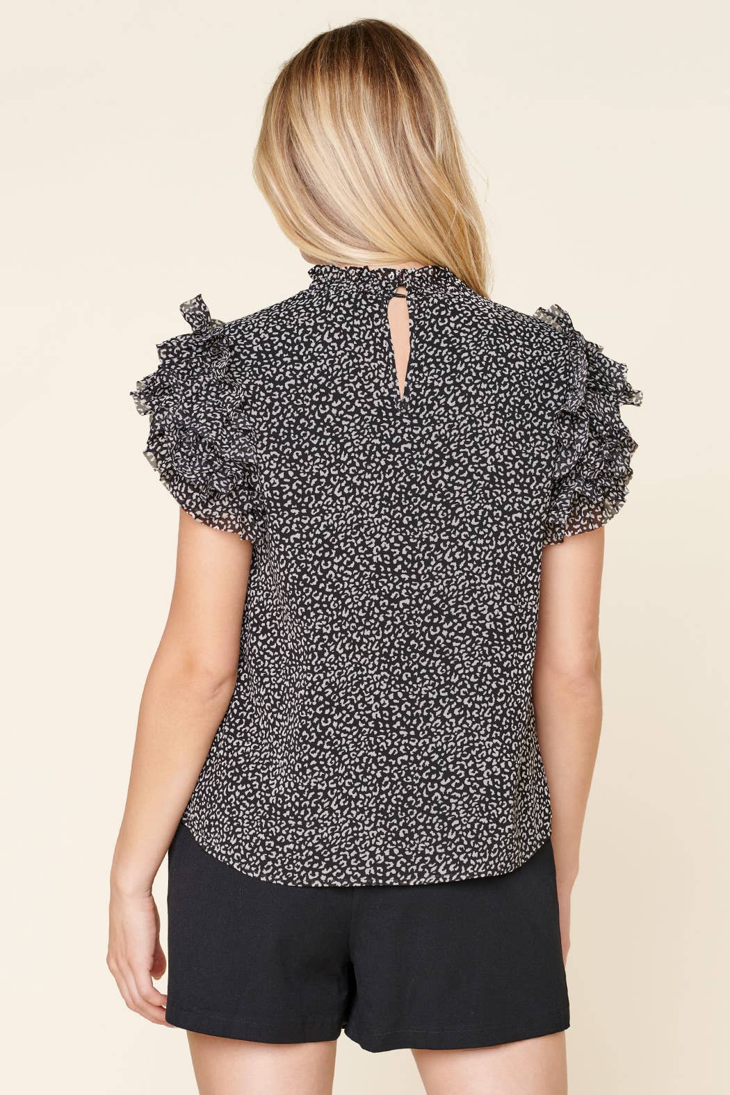 Wholesale Louise Leopard Brenna Mock Neck Ruffle Blouse for your store ...