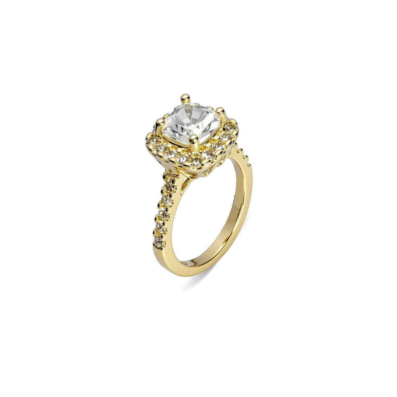 Wholesale Halo Diamond Ring – Double Pavé Band with Elegant Solitaire ...