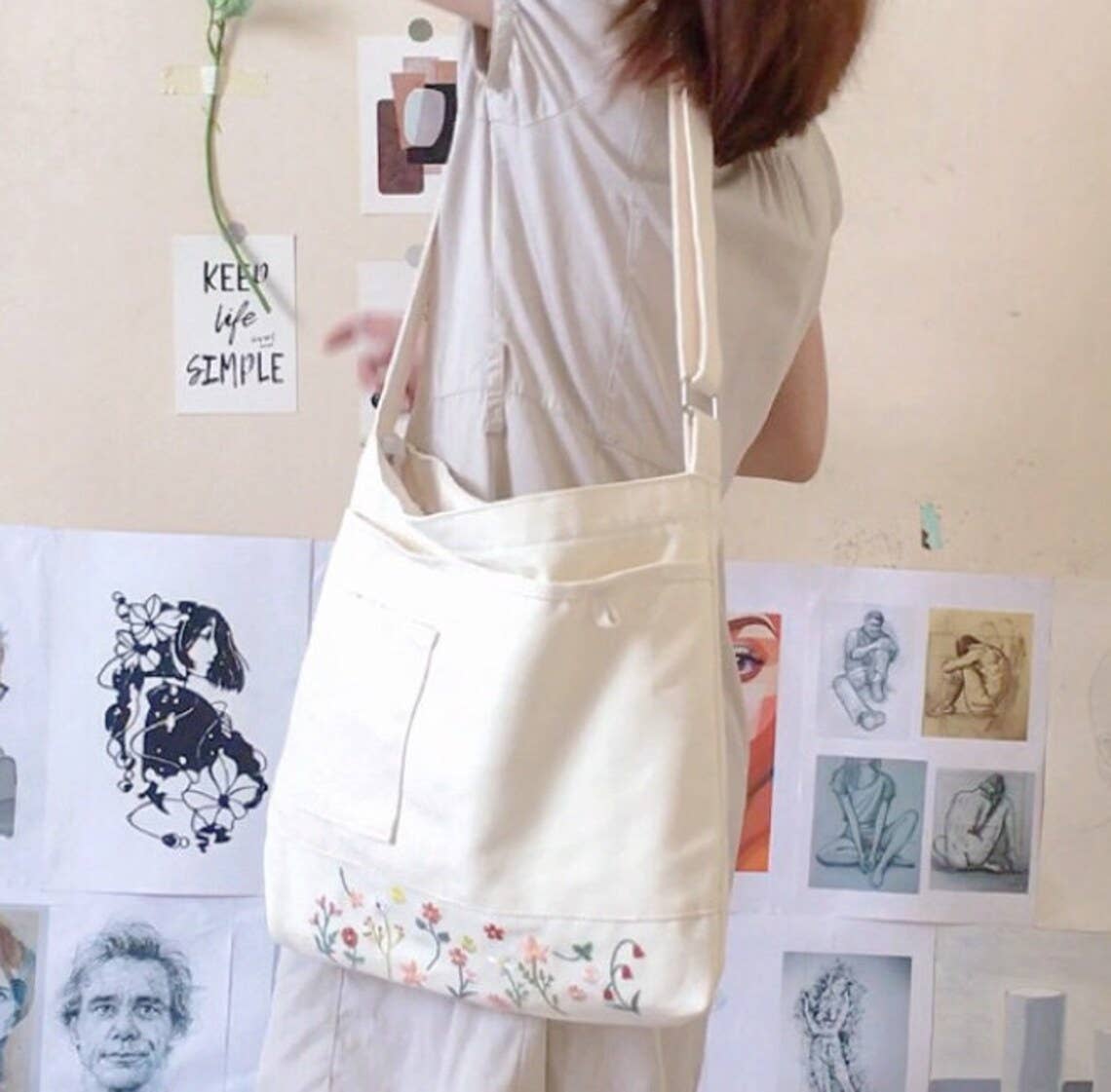 Wholesale Floral Embroidered Cloth Book Bag, Hand Embroidered Tote Bag ...