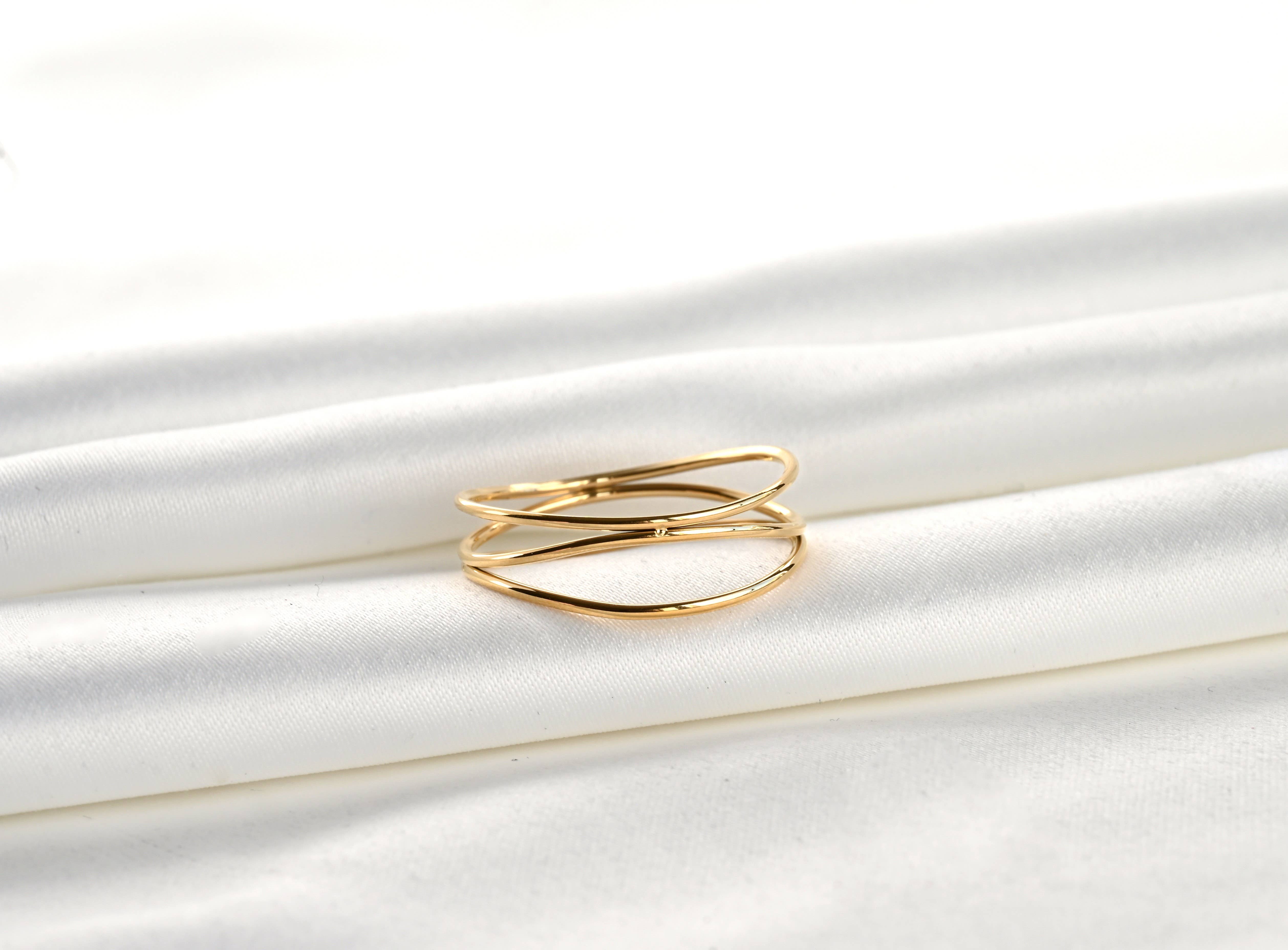 Wholesale Layered Gold Ring - Waterproof 3 Layered Wave Ring 0444 for ...