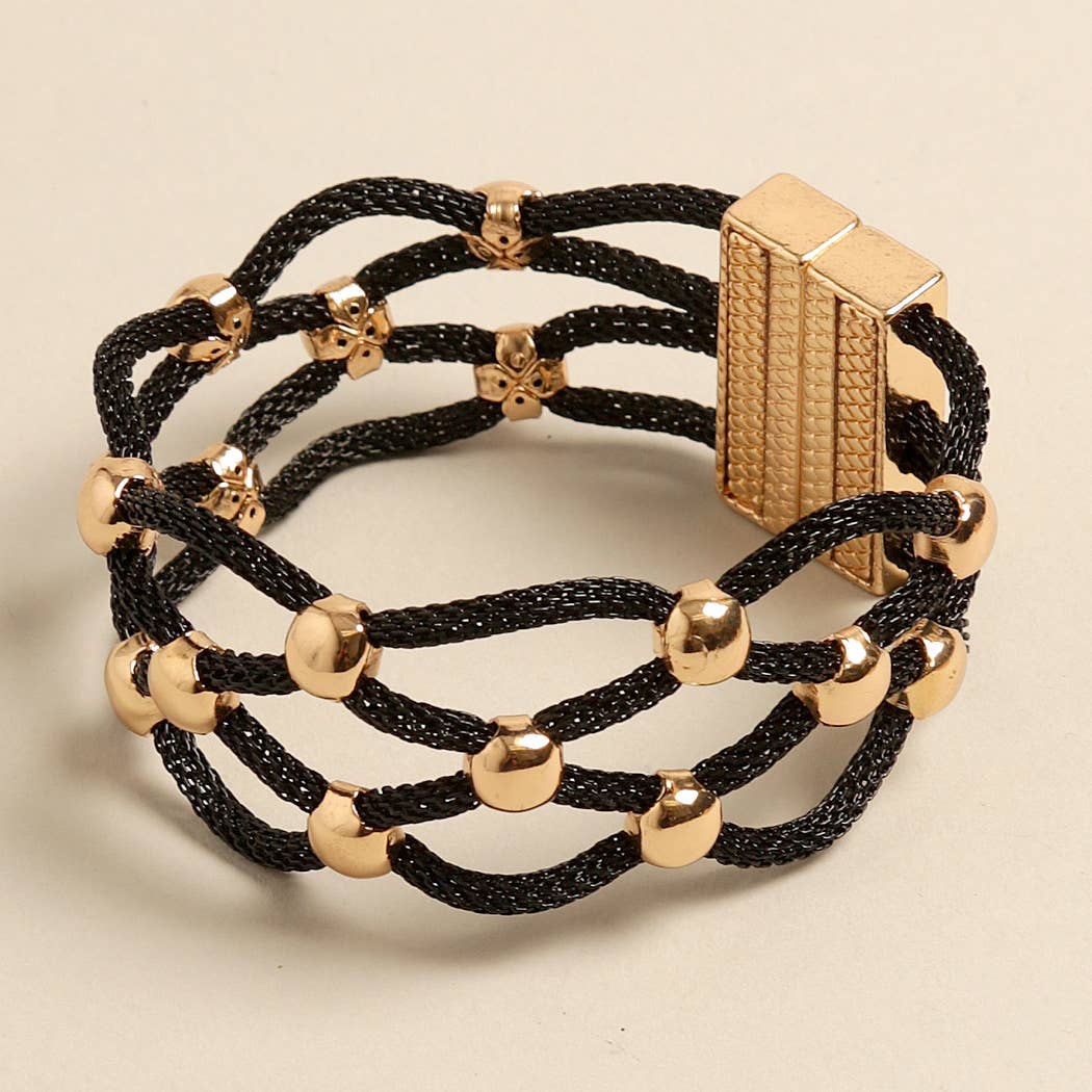 Wholesale Mesh Fishnet Beaded Magnetic Hinged Bracelet for your store ...