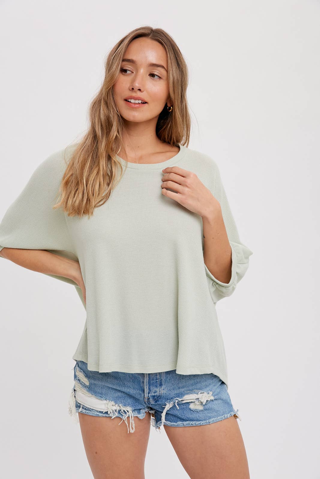 Wholesale BATWING SLEEVES THERMAL KNIT TOP for your store - Faire