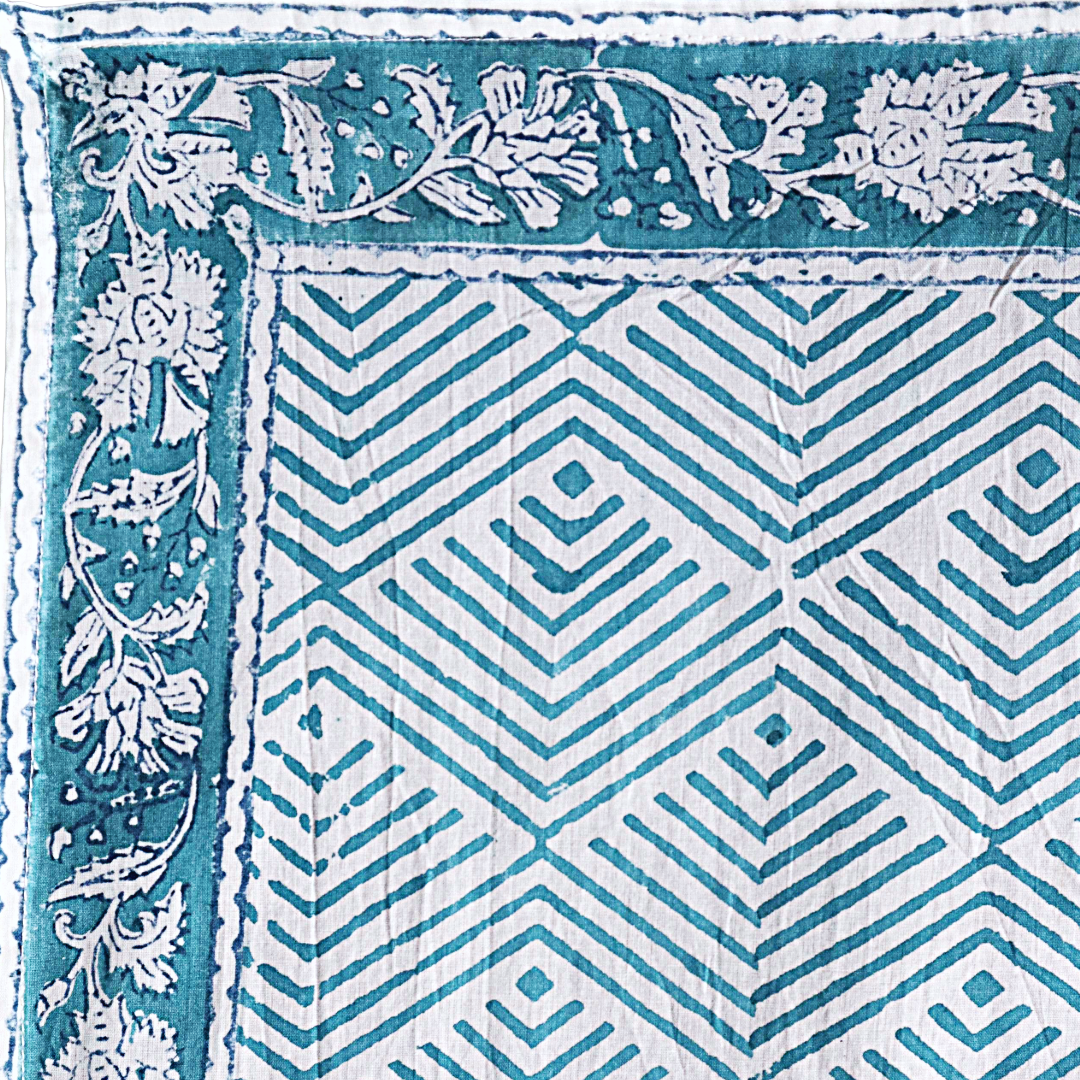 Wholesale Teal Horizon Geo - Block Printed Cotton Bandana (KK1546) for ...
