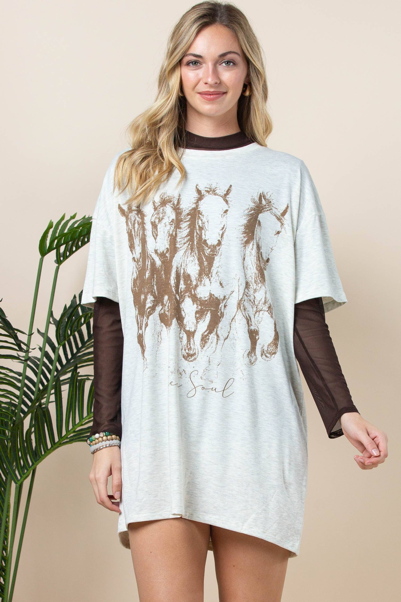 Wholesale AV1202-MARILYN GALLOPING HORSES GRAPHIC T-SHIRT DRESS for ...