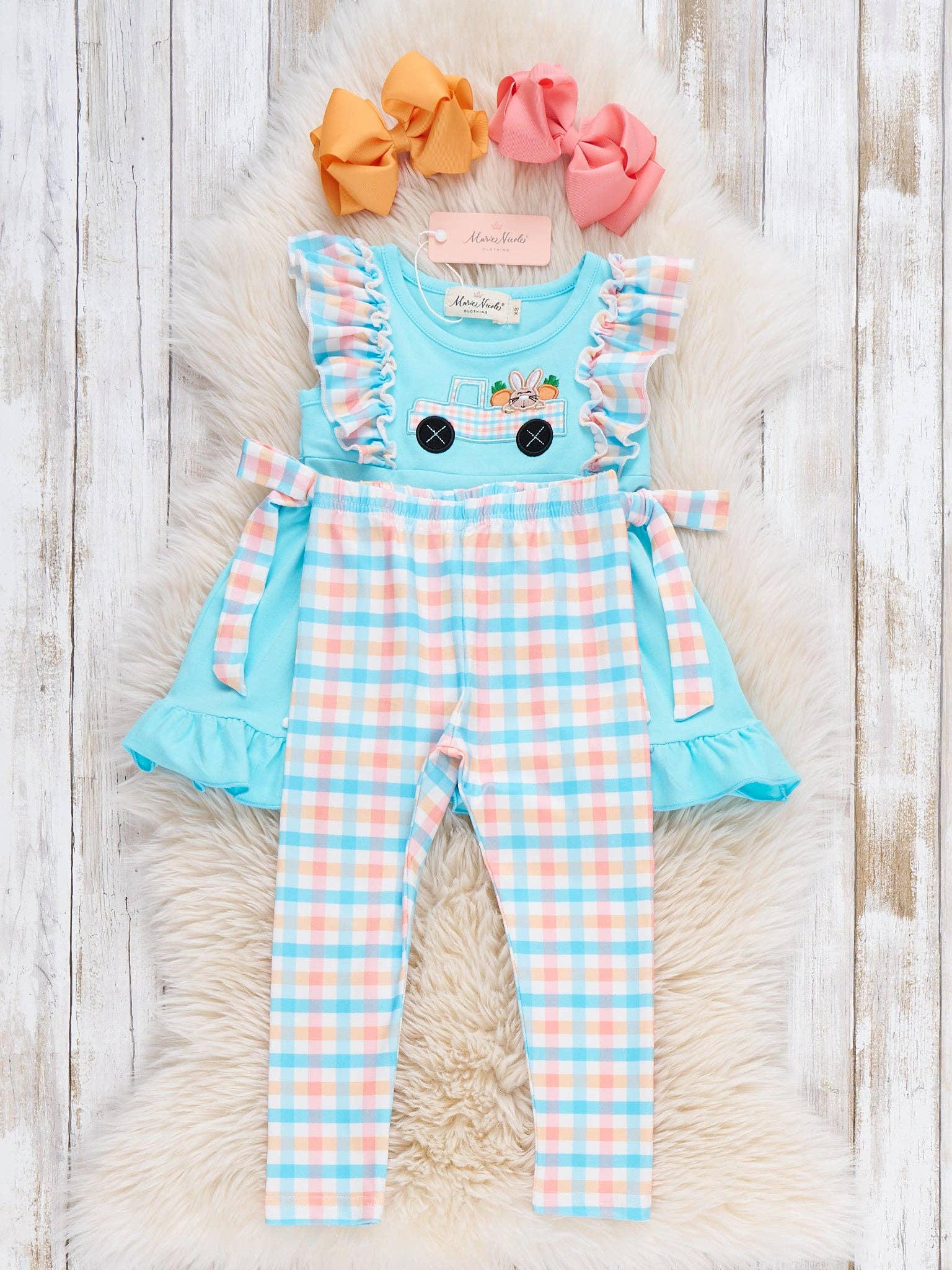 Wholesale Bunny’s Carrot Delivery Embroidered Ruffle Outfit for your ...