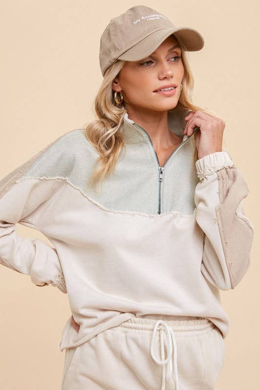 Wholesale COLOR BLOCK HALF ZIP UP PULLOVER for your store - Faire