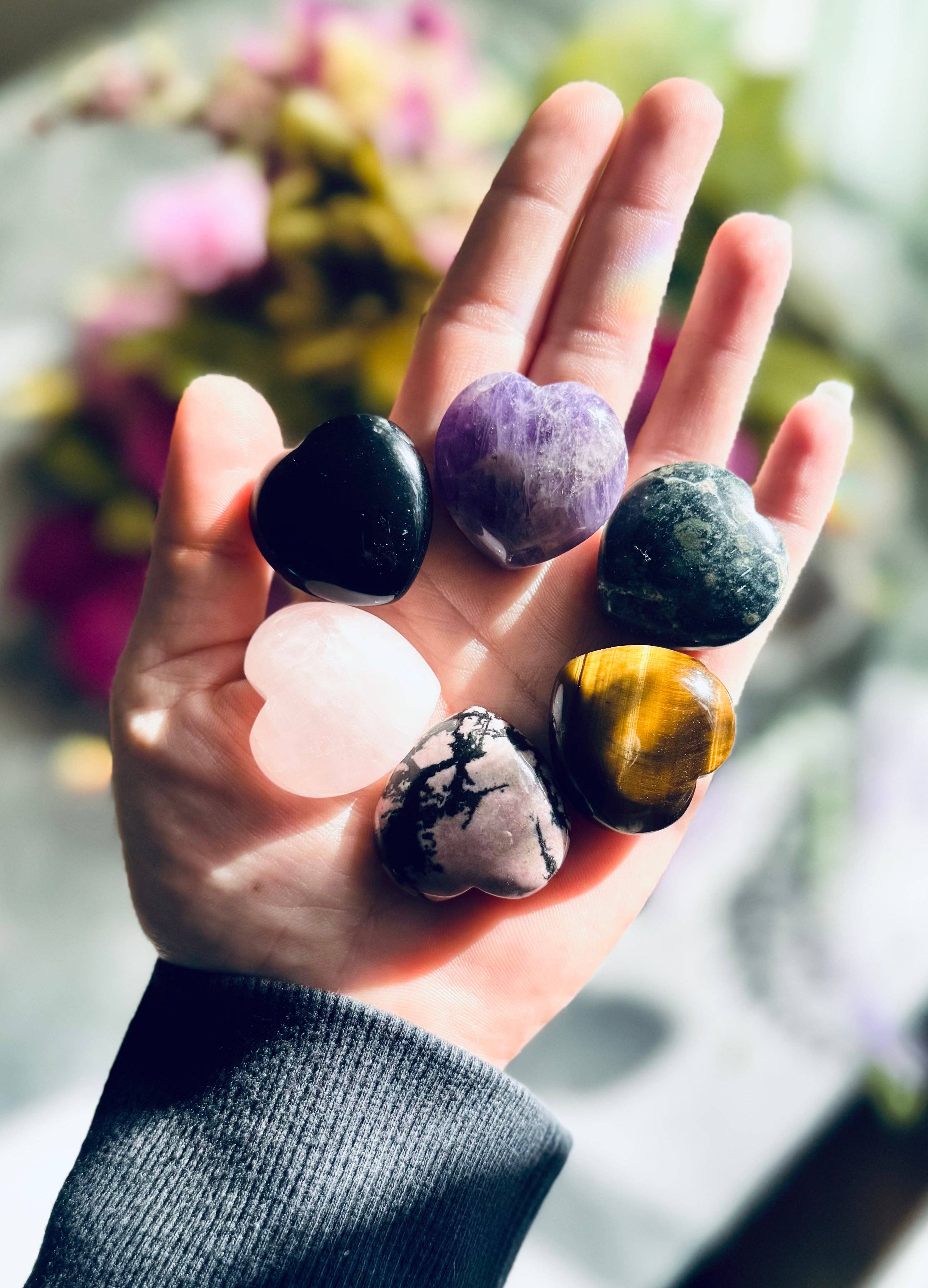 Wholesale 3 cm Crystal Hearts for Valentines Day, Rose Quartz, Moss ...