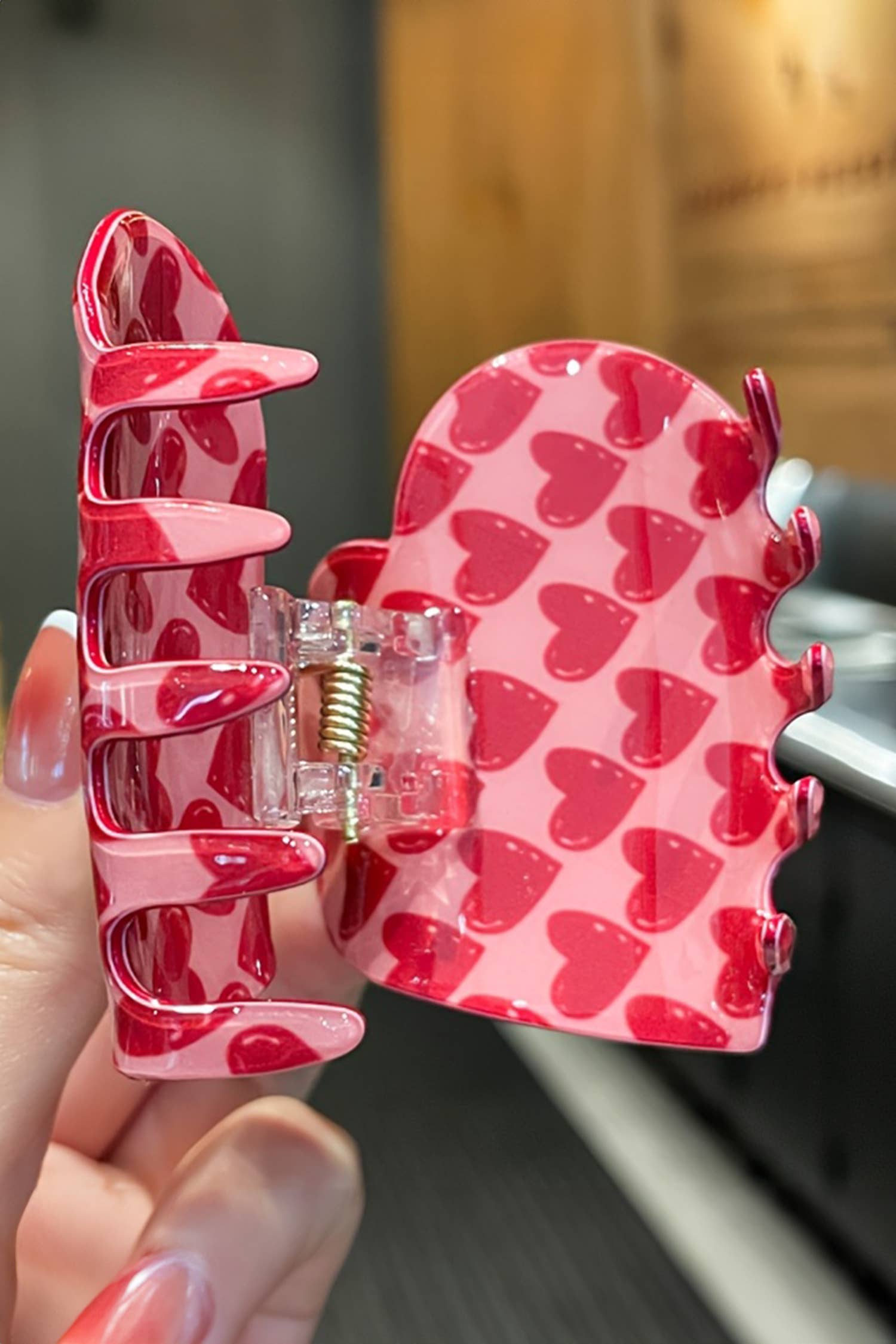 Wholesale Valentines Heart Shape PVC Hair Claw Clip for your store - Faire