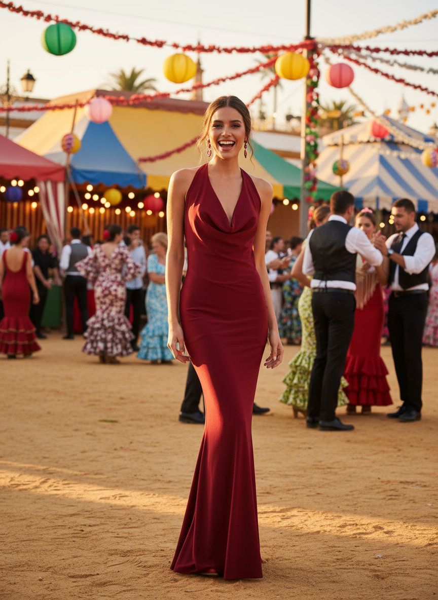 Wholesale LONG ELASTIC SHINY RED DRESS 23917 for your store - Faire