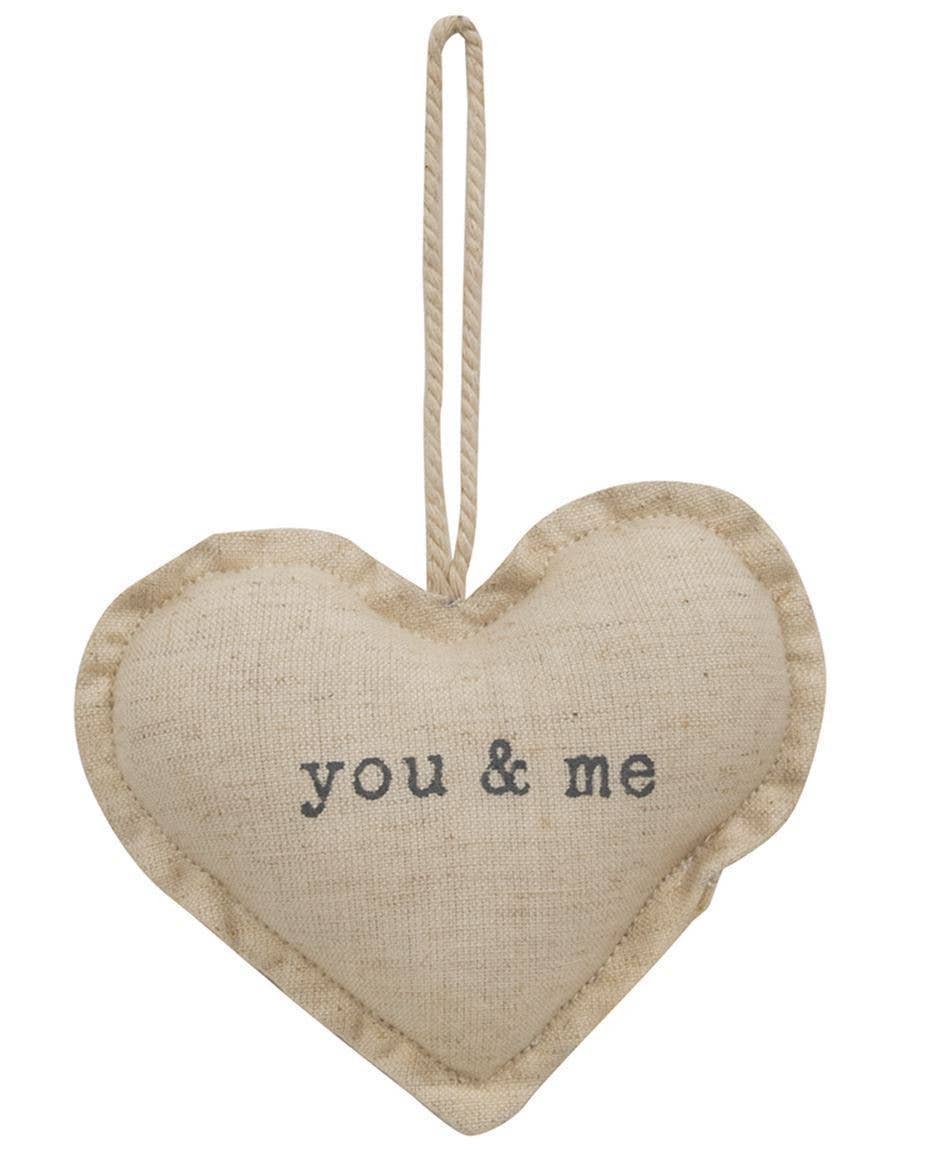 Wholesale You & Me Fabric Heart Ornament, 2 Assorted for your store - Faire