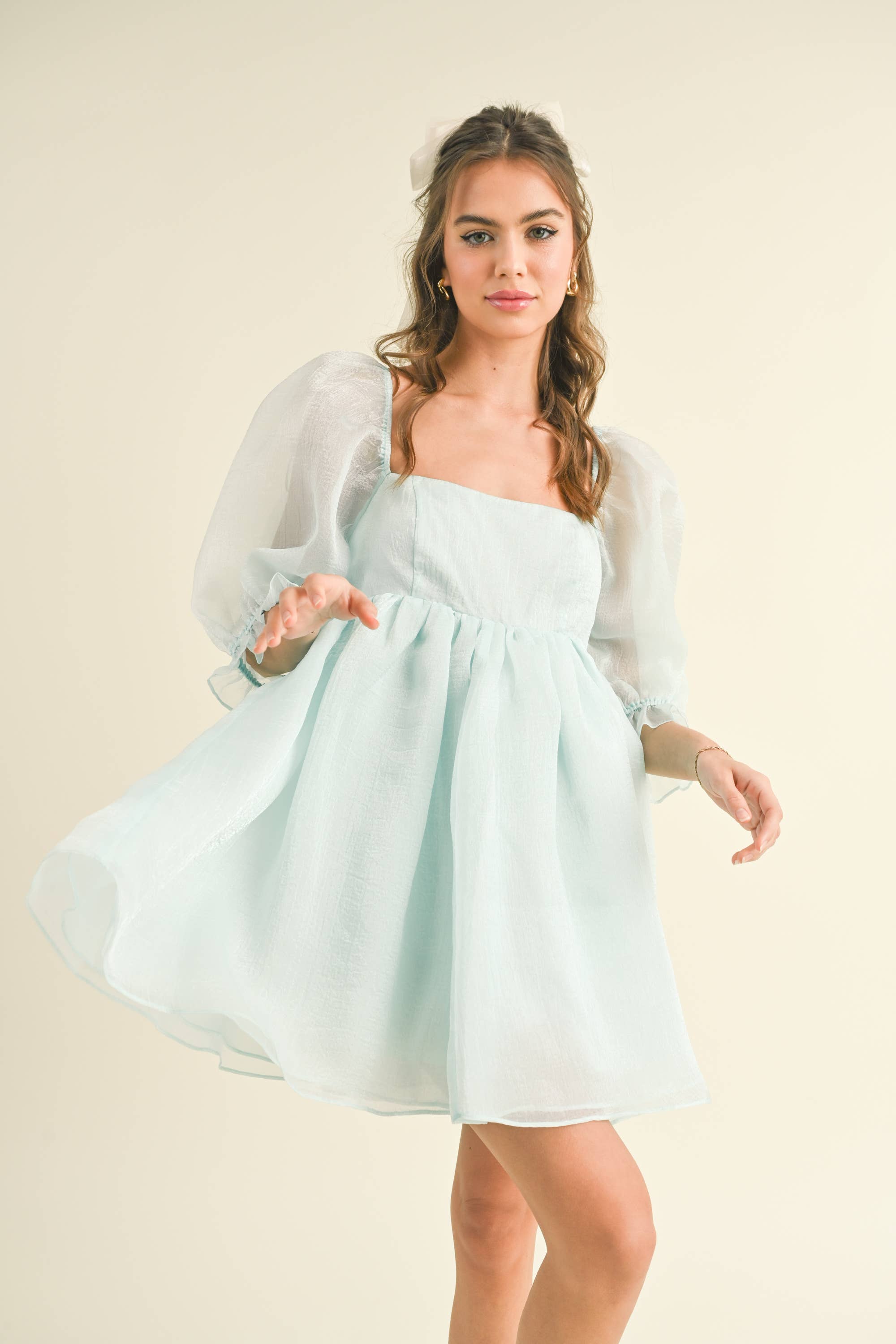 Wholesale ID6498 SHORT PUFF SLEEVE RUFFLE BABYDOLL DRESS for your store ...