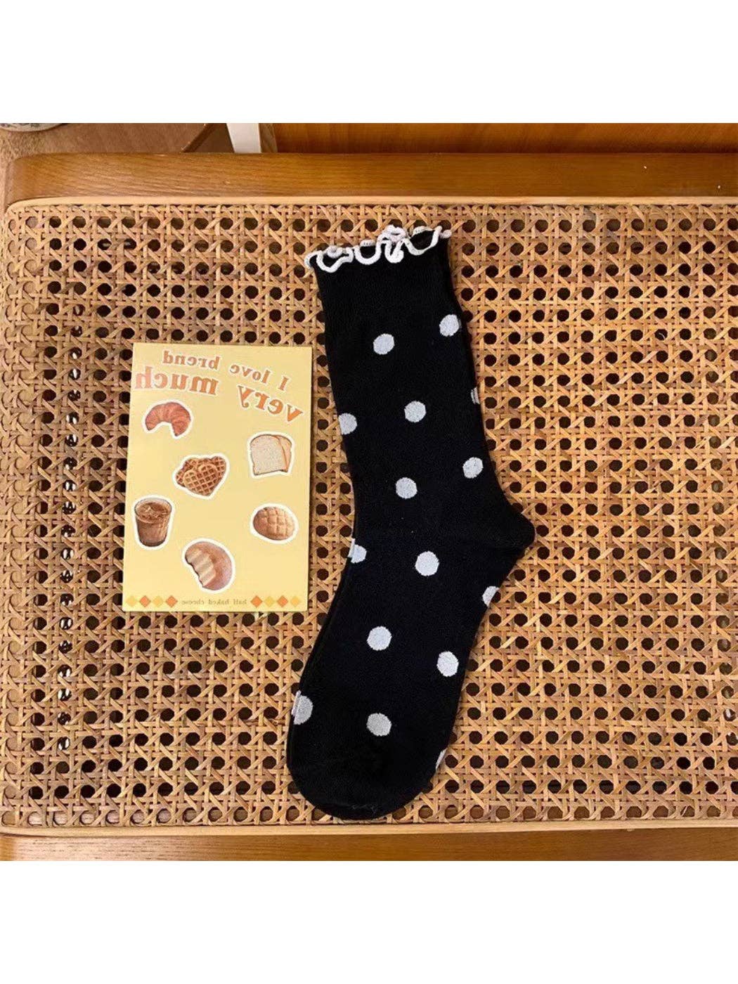 Wholesale Rufia - Playful Dot Frill Edge Crew Socks for your store - Faire