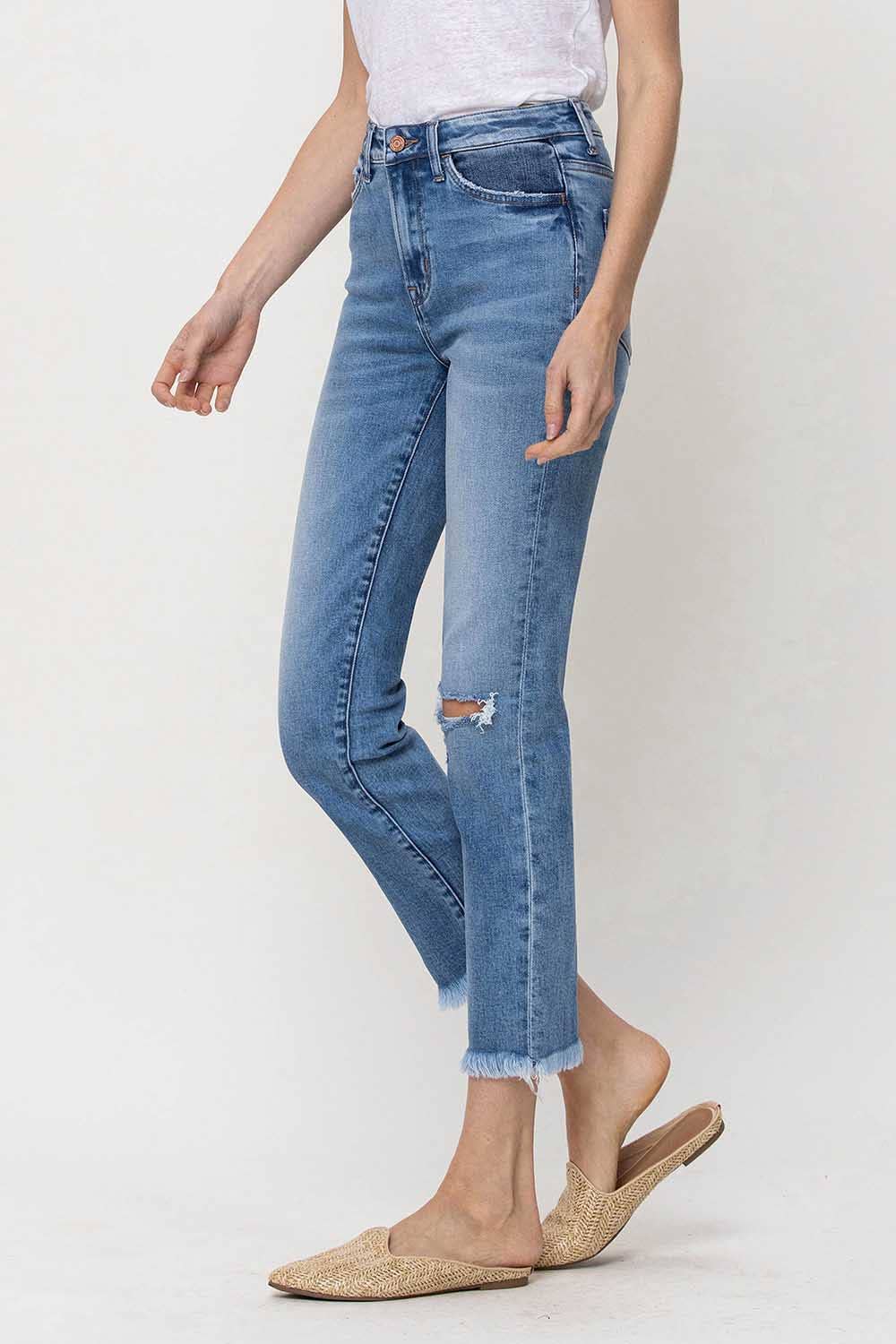 Wholesale KNEE SLIT FRAY HEM CROP STRAIGHT JEANS V2414 for your store ...