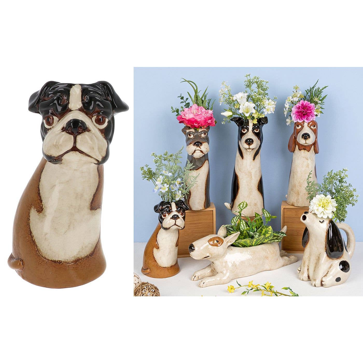 Wholesale Village Pottery Top Dog Boxer Vase for your store - Faire