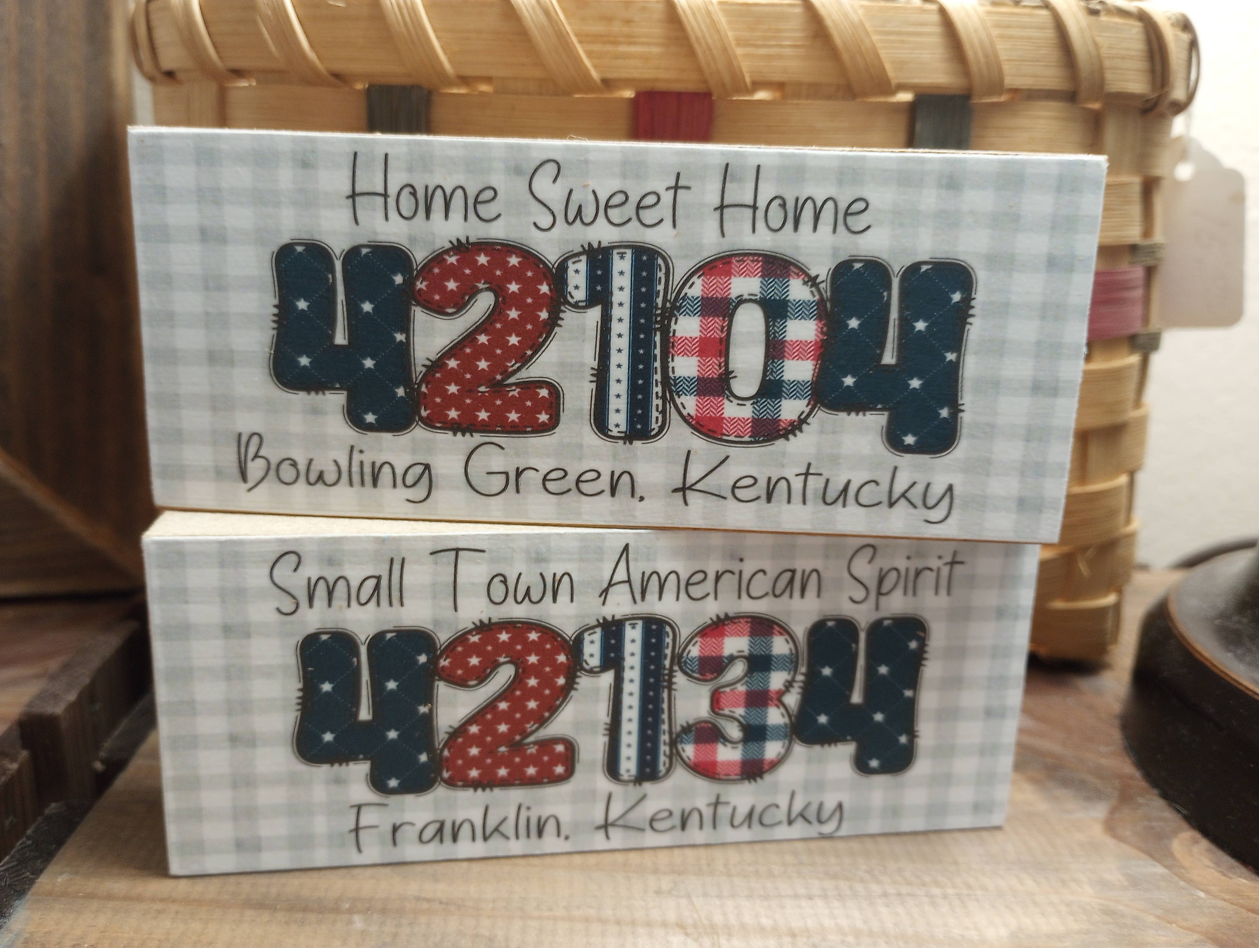Wholesale Patriotic Hometown Zip Code Mini Wood Block Sign for your ...