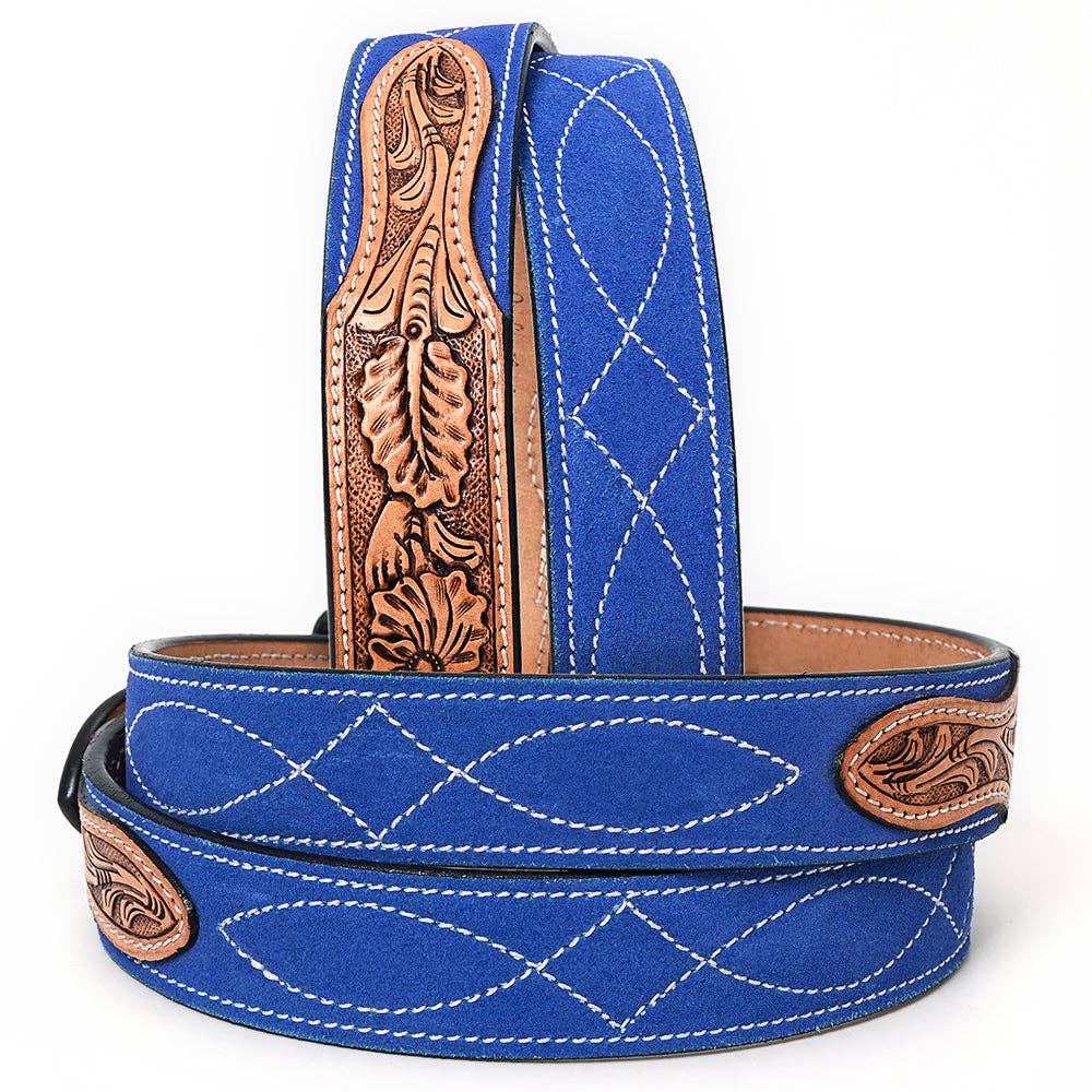 Wholesale ADBLF334 Royal Blue Genuine suede Western Belt - Tooled ...