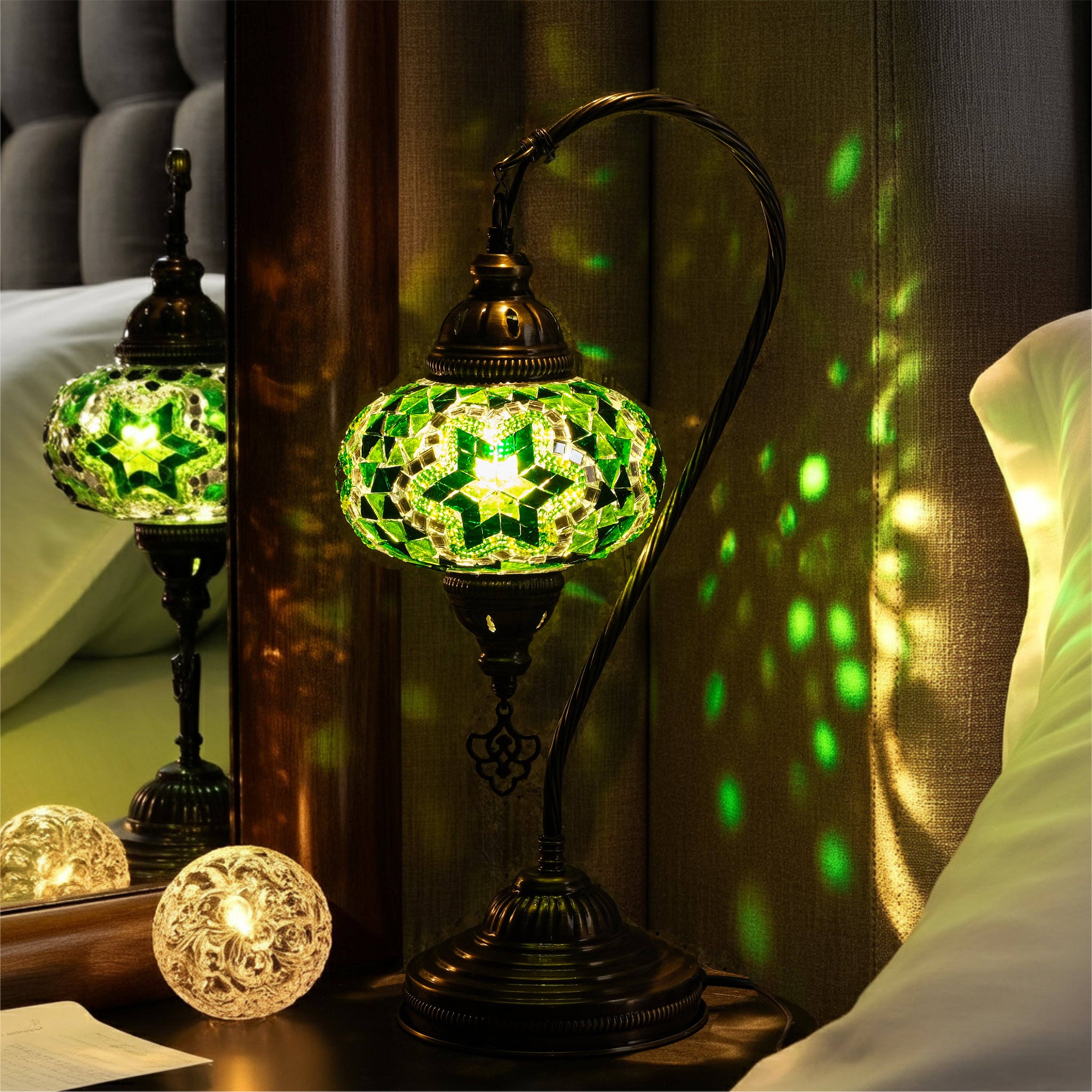 Wholesale Mozaist Handmade Turkish Mosaic Swan Table Lamp Green for ...