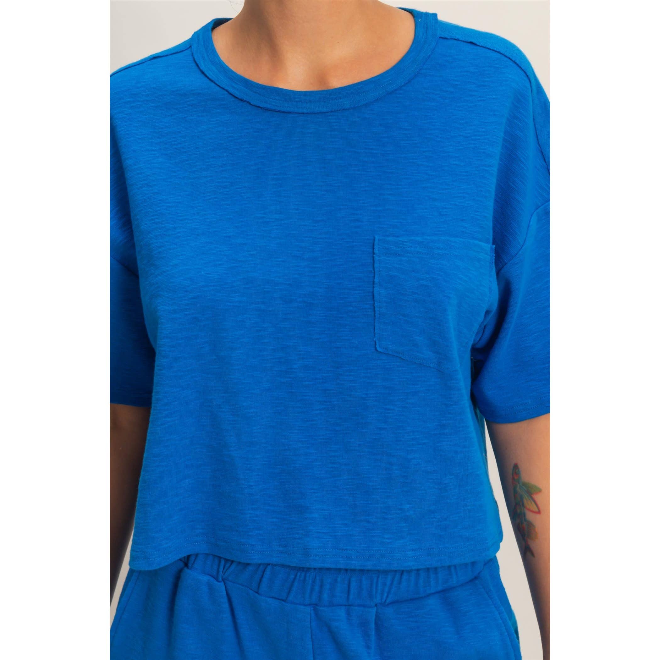 Wholesale Boxy Crew Neck Top With Pocket for your store - Faire