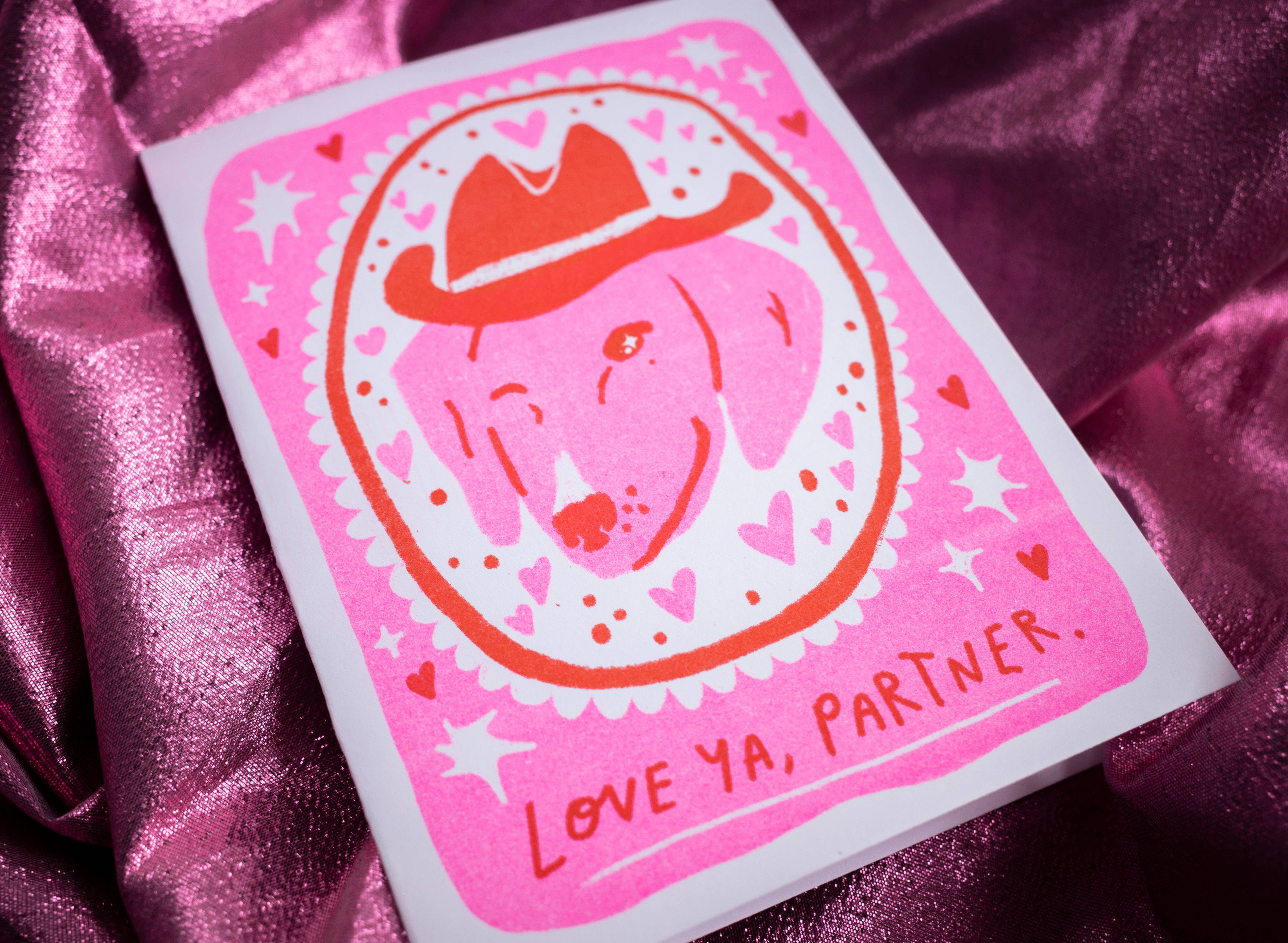 Wholesale Love Ya, Partner risograph A2 greeting card for your store - Faire
