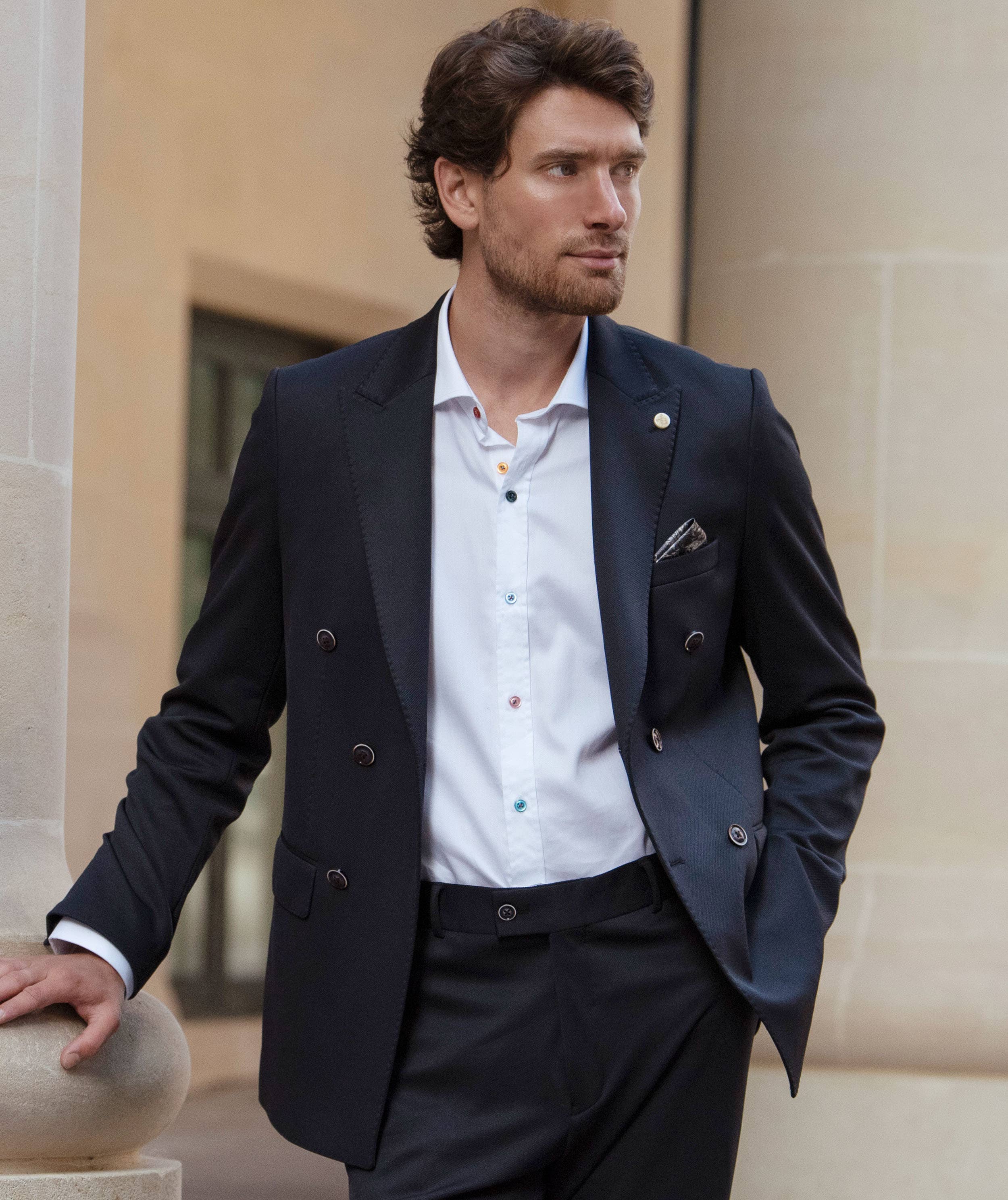 Wholesale Modern Navy Double-Breasted Jacket for your store Wholesale Modern Navy Double-Breasted Jacket for your store