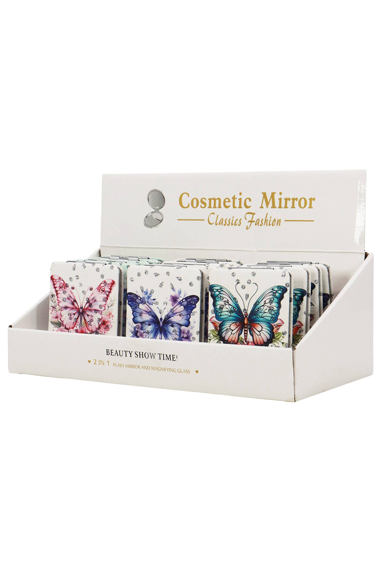 Wholesale Floral Butterfly Glitter Compact Mirror - 12 Pc for your ...
