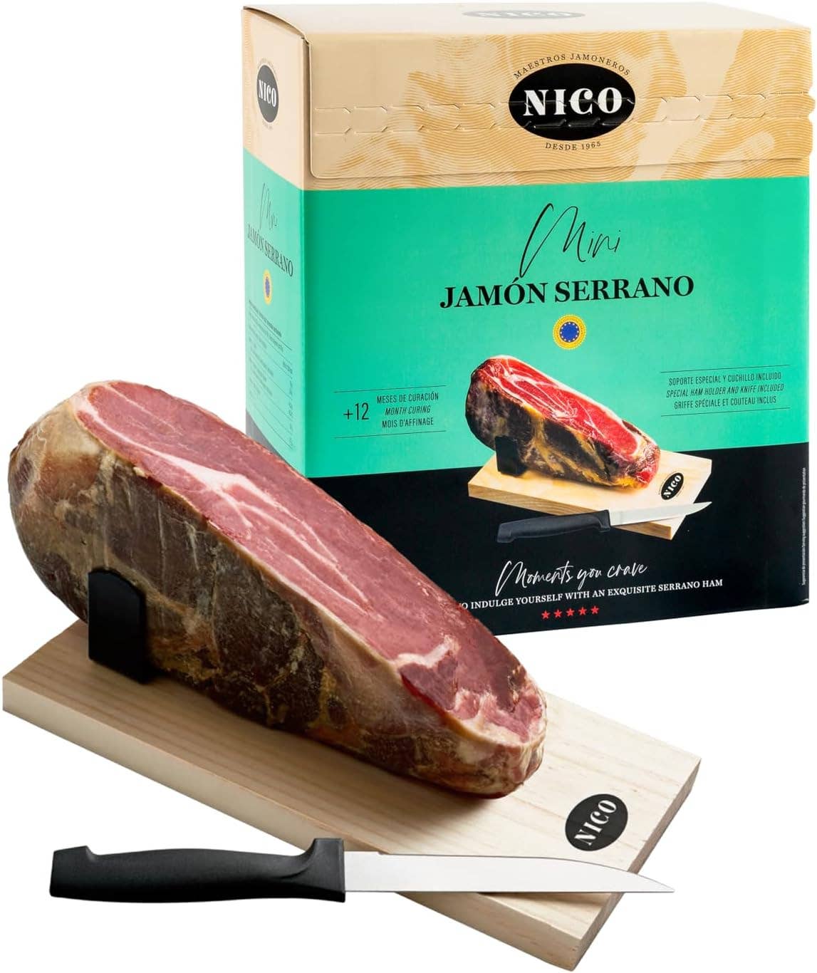Wholesale MINI SERRANO HAM WITH STAND AND KNIFE. 12 months of curing ...