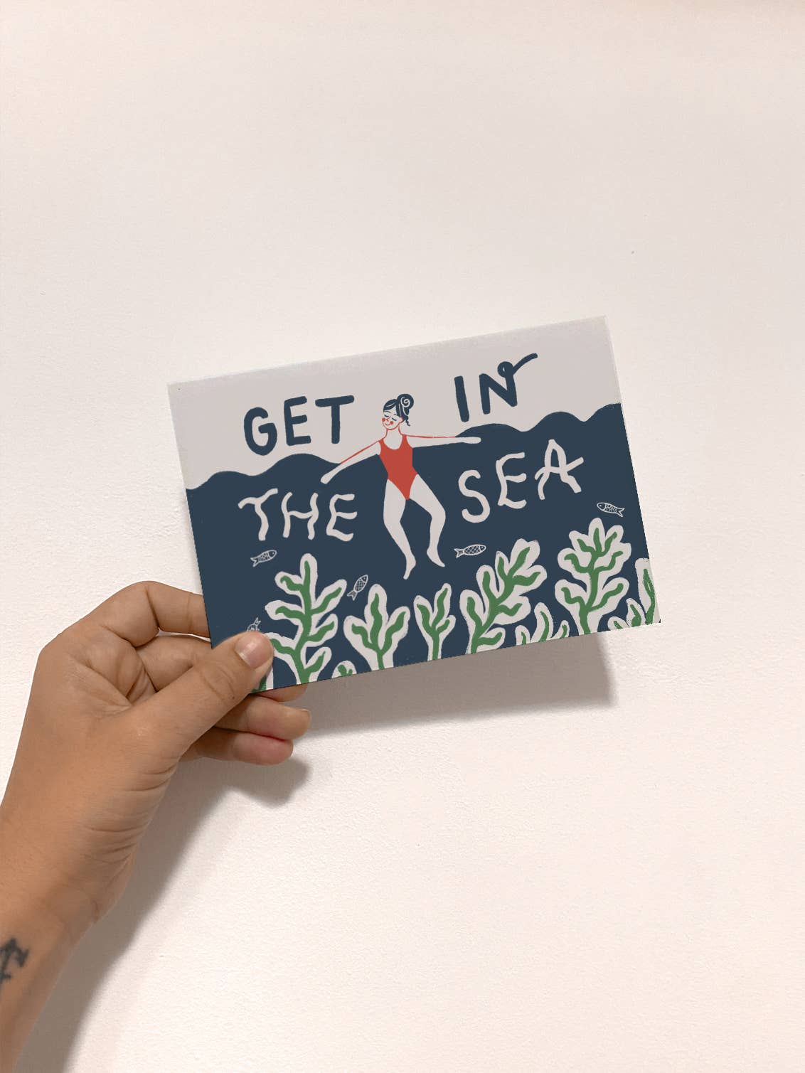 Wholesale Get In The Sea - Illustrated Swimmer Card - Blank Card for ...