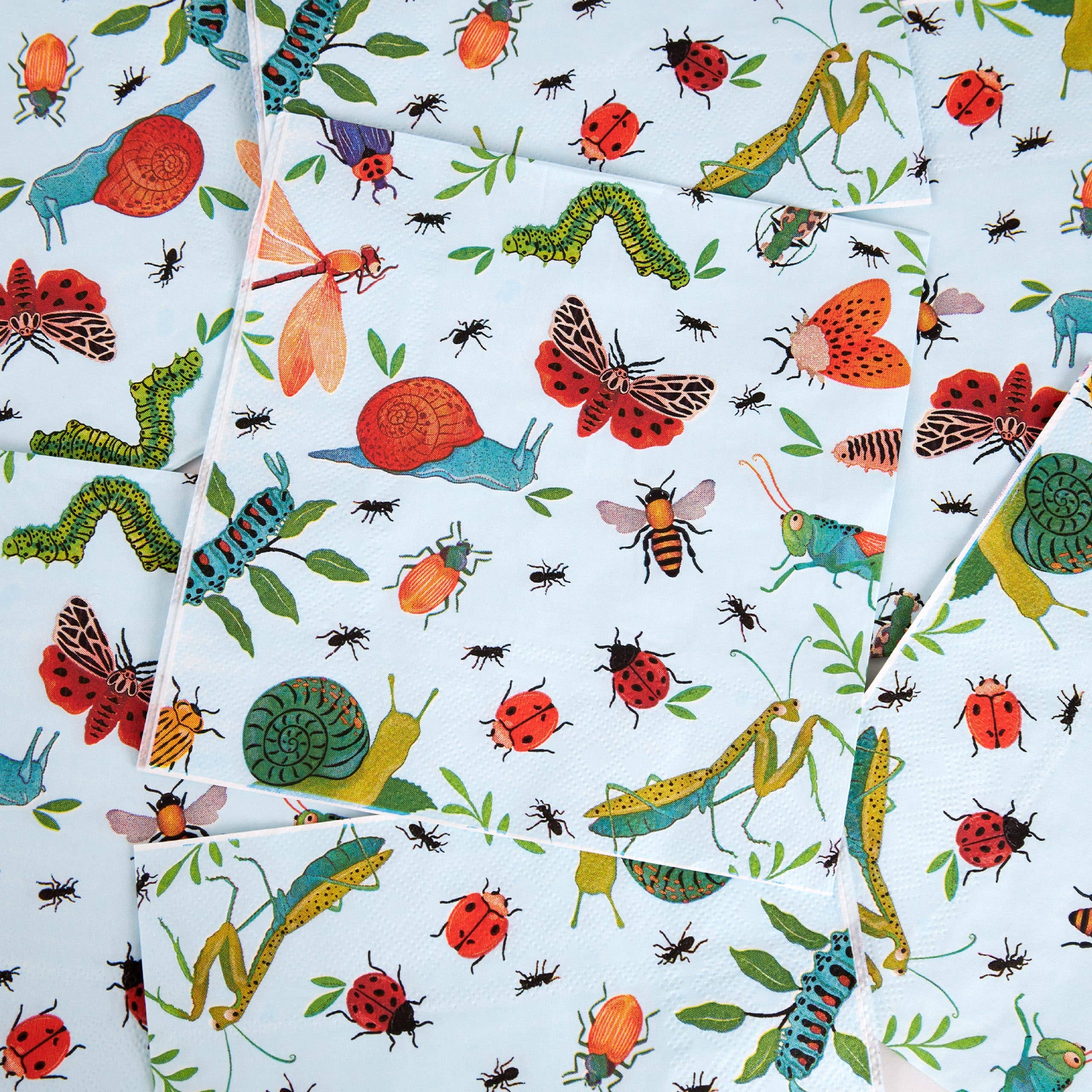 Wholesale Bug Collection – Light Blue Bugs Lunch Napkins | Joy Ladder ...