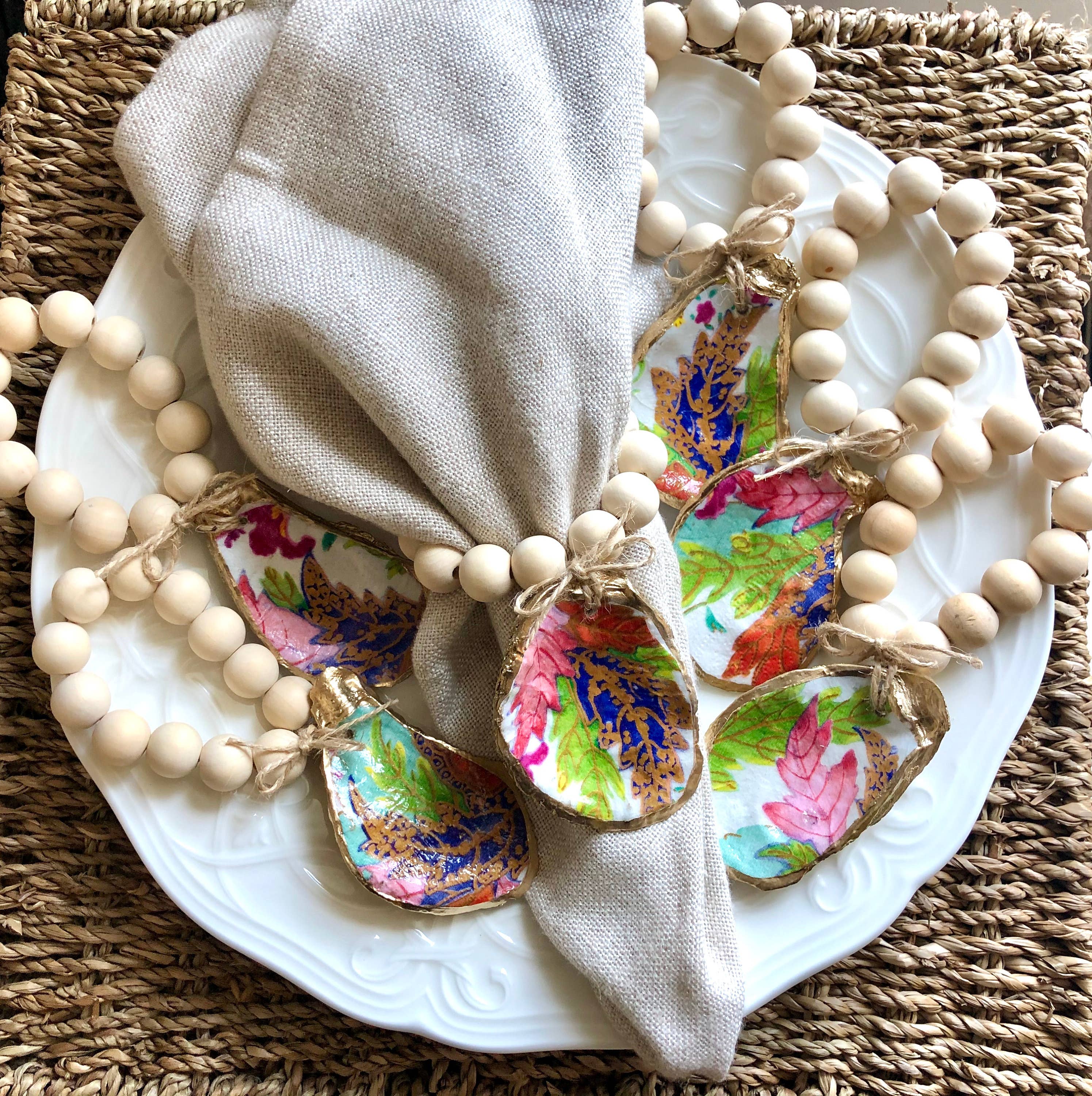 Wholesale Oyster Shell Napkin Rings | White Tobacco Leaf for your store ...