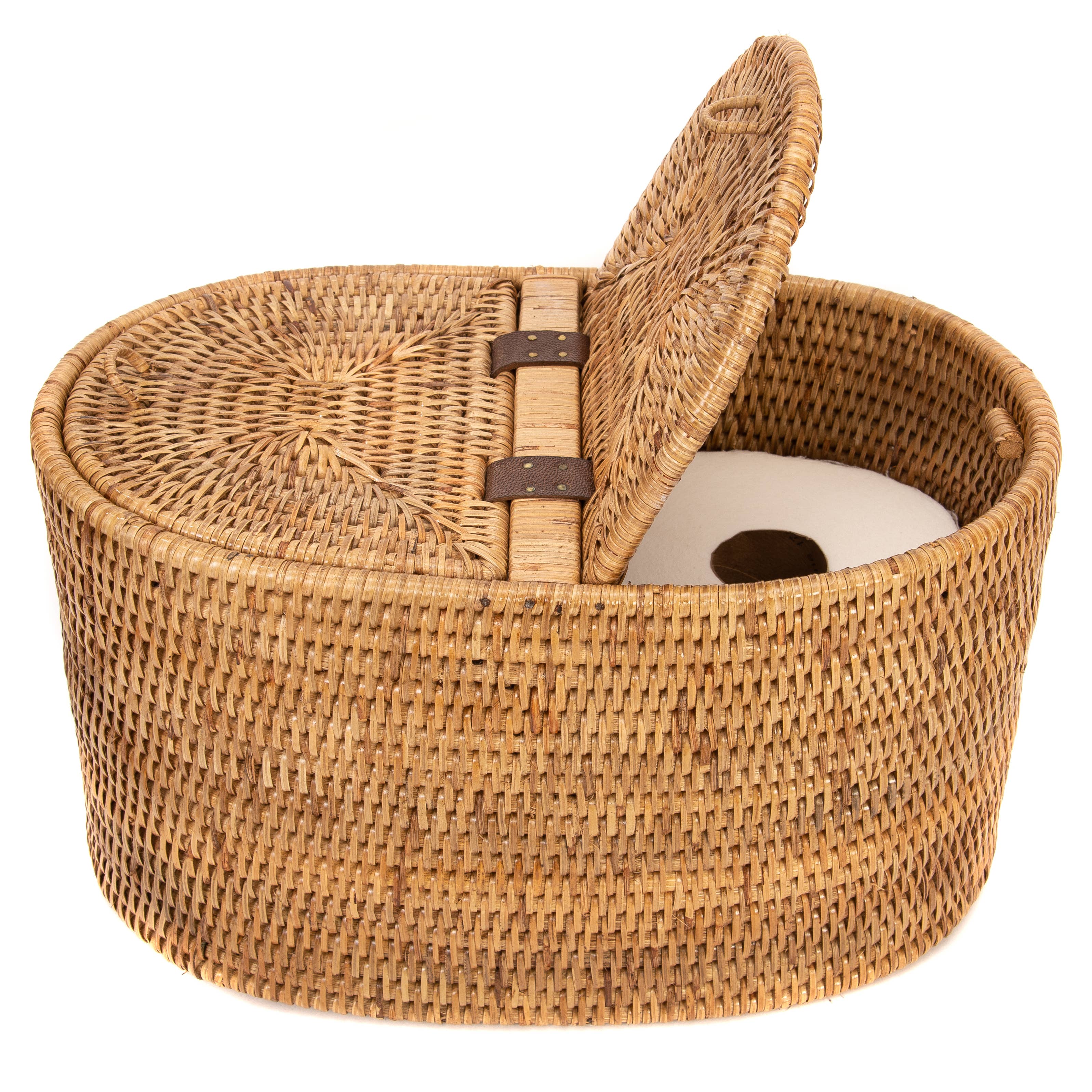 Wholesale Oval Rattan Double Tissue Roll Box for your store - Faire