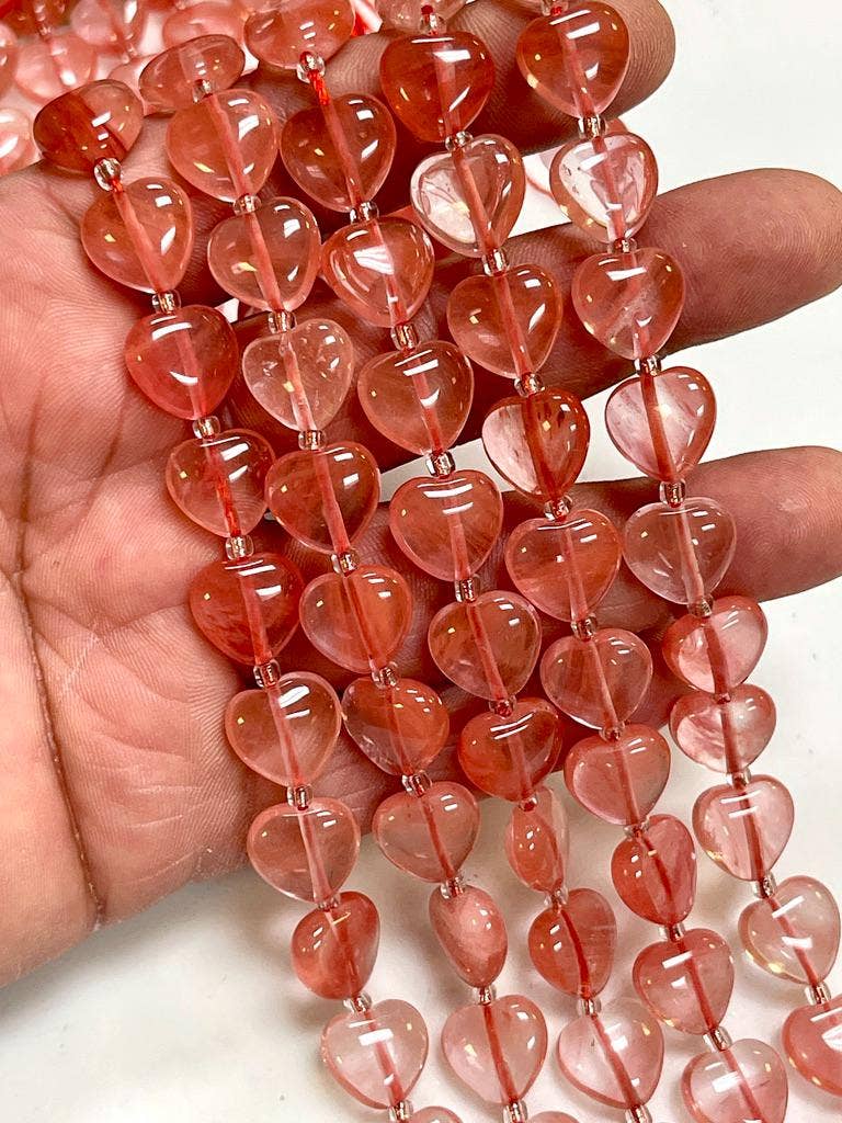 Wholesale 12mm Cherry Quartz Gemstone Heart Shape Beads Strands for ...