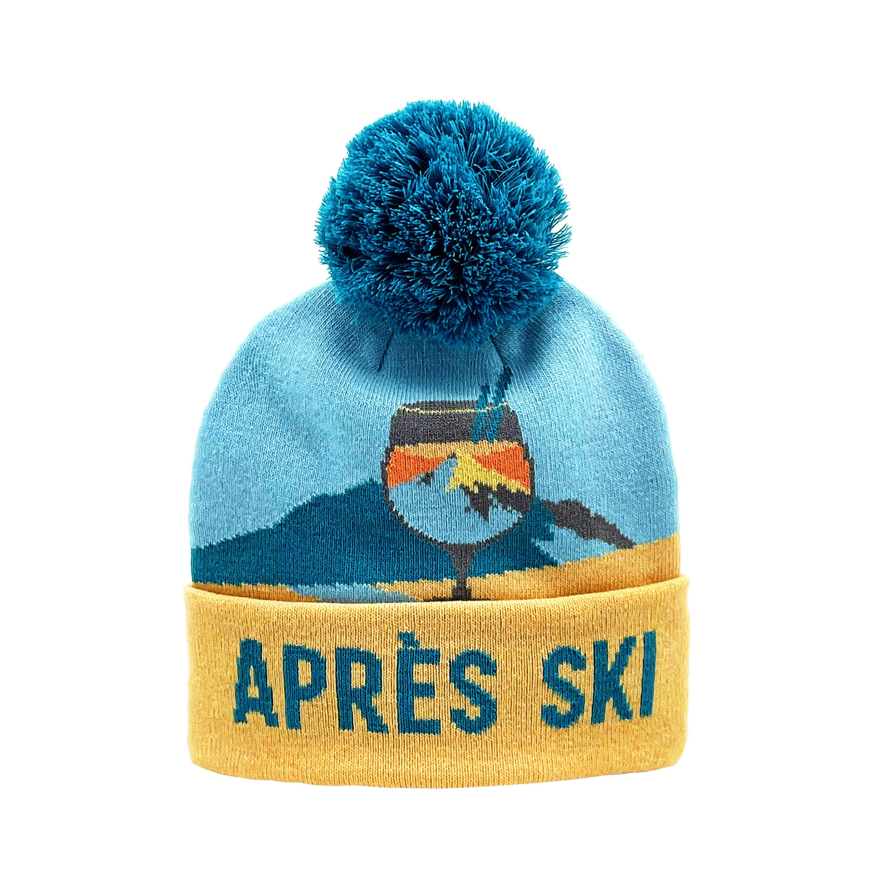 Wholesale Après Ski Pom Pom Knit Beanie Hat with Mountain Landscape ...