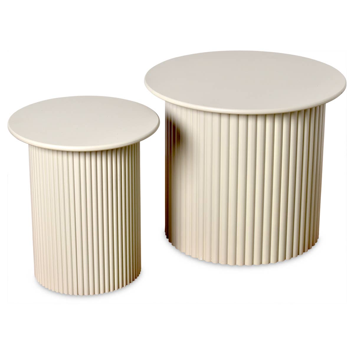 Wholesale Set Of 2 Round Beige Coffee Tables D48.5 H41Cm | D34 H38Cm ...