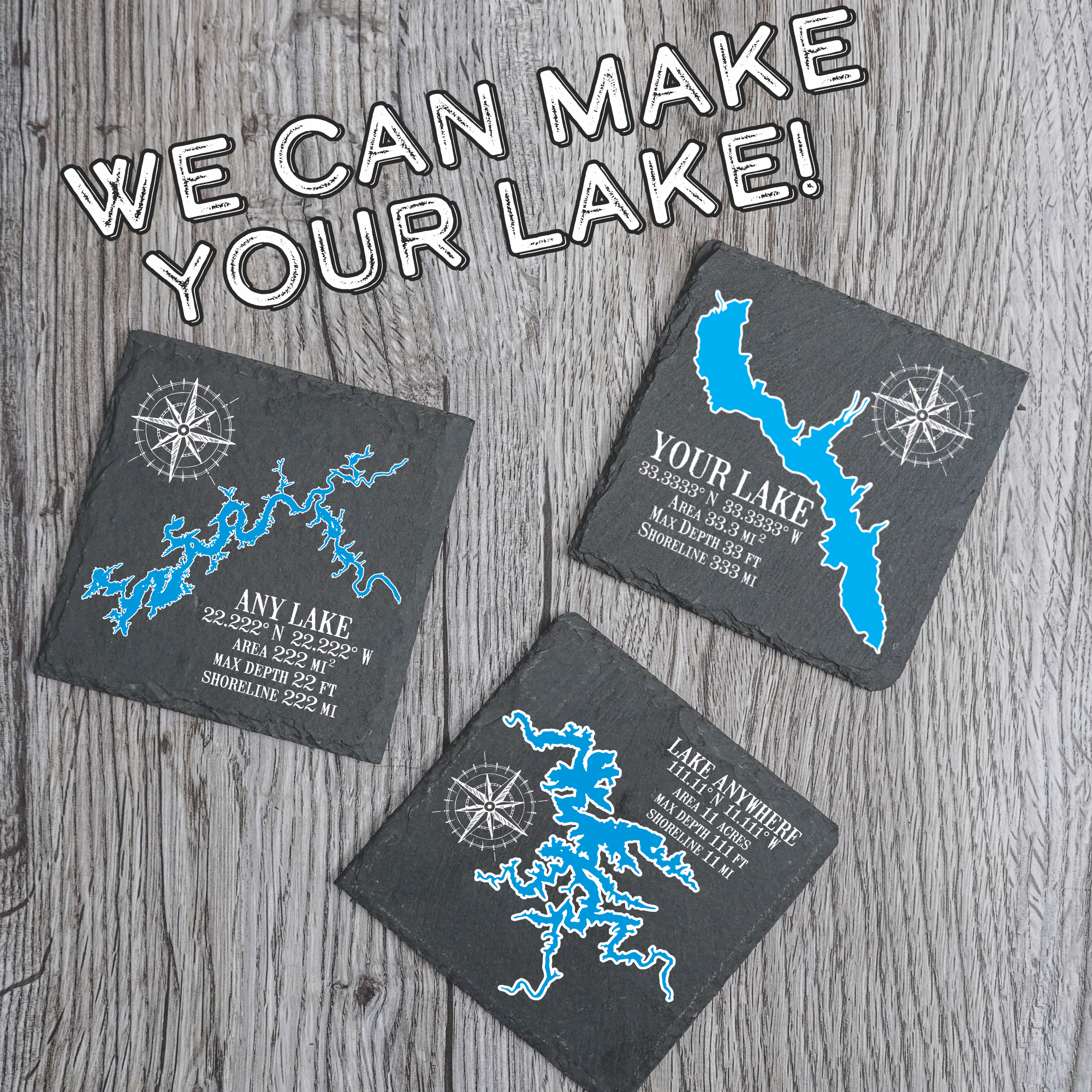 Wholesale Your Custom Lake - UV Printed Slate Coasters - Any Lake for ...