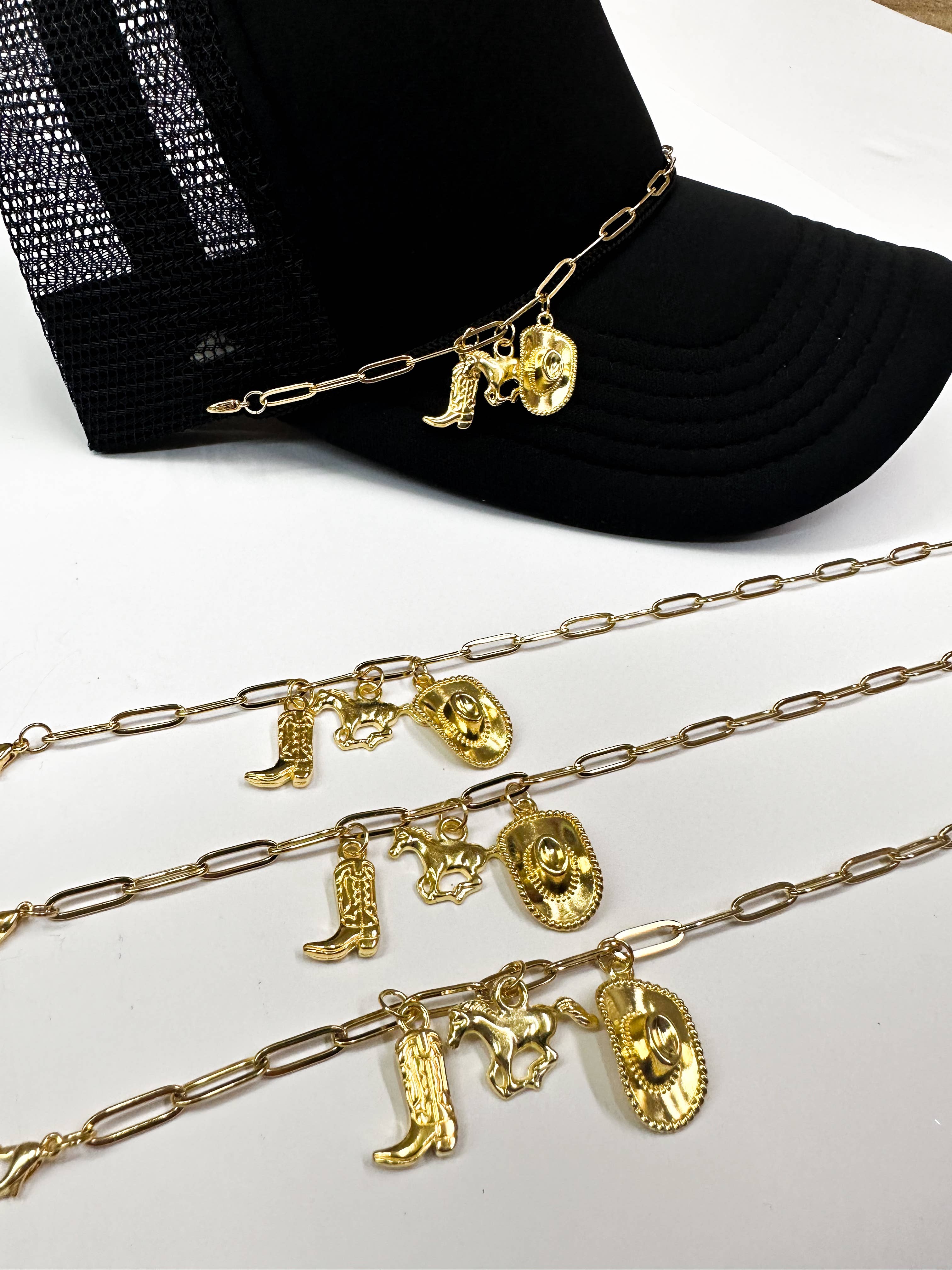 Wholesale Trucker hat chains western cowboy trucker hat jewelry chain ...