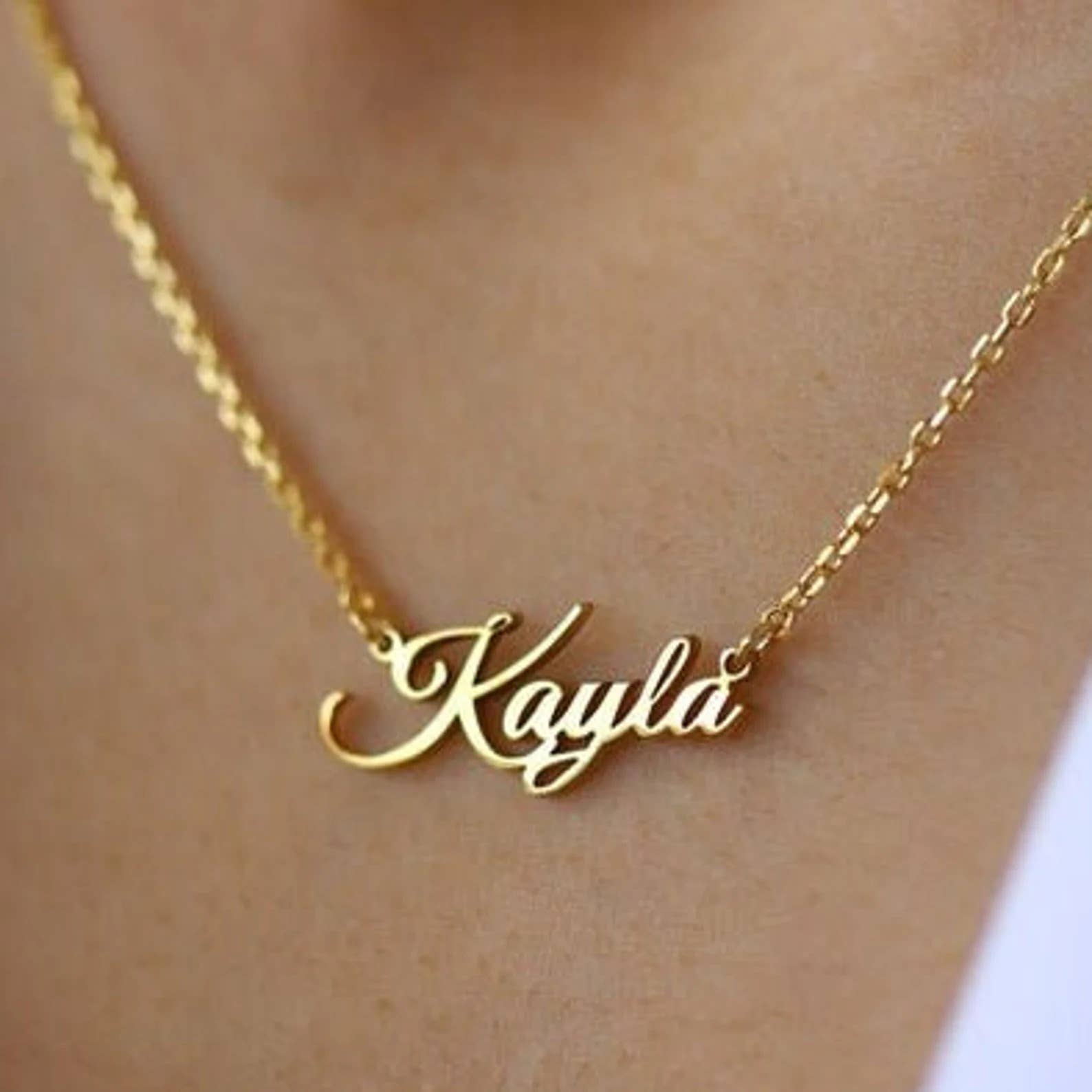 Wholesale 14K Solid Gold Cursive Name Necklace, Personalized Necklace ...