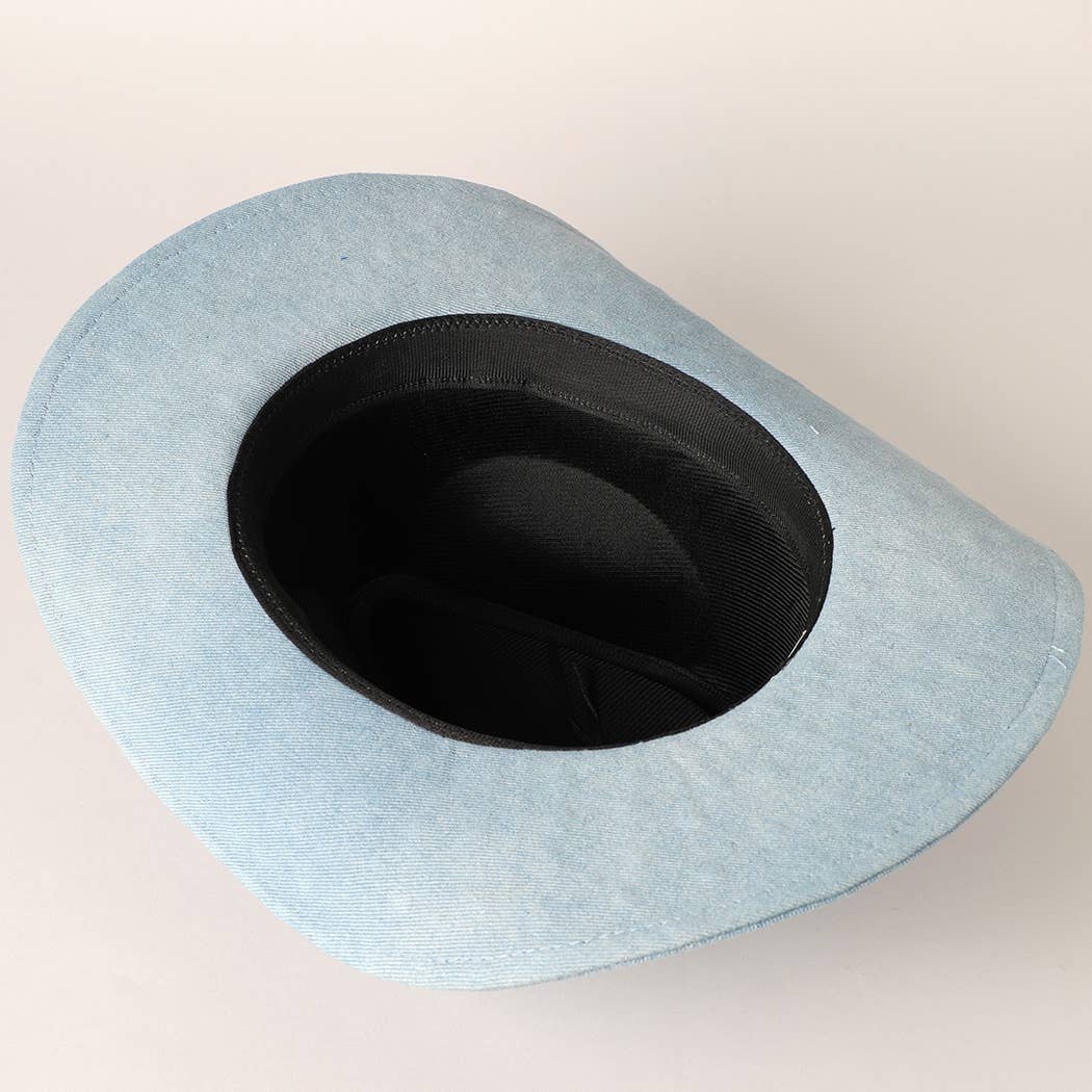 Wholesale Cubic Embellished Denim Cowboy Hat for your store - Faire