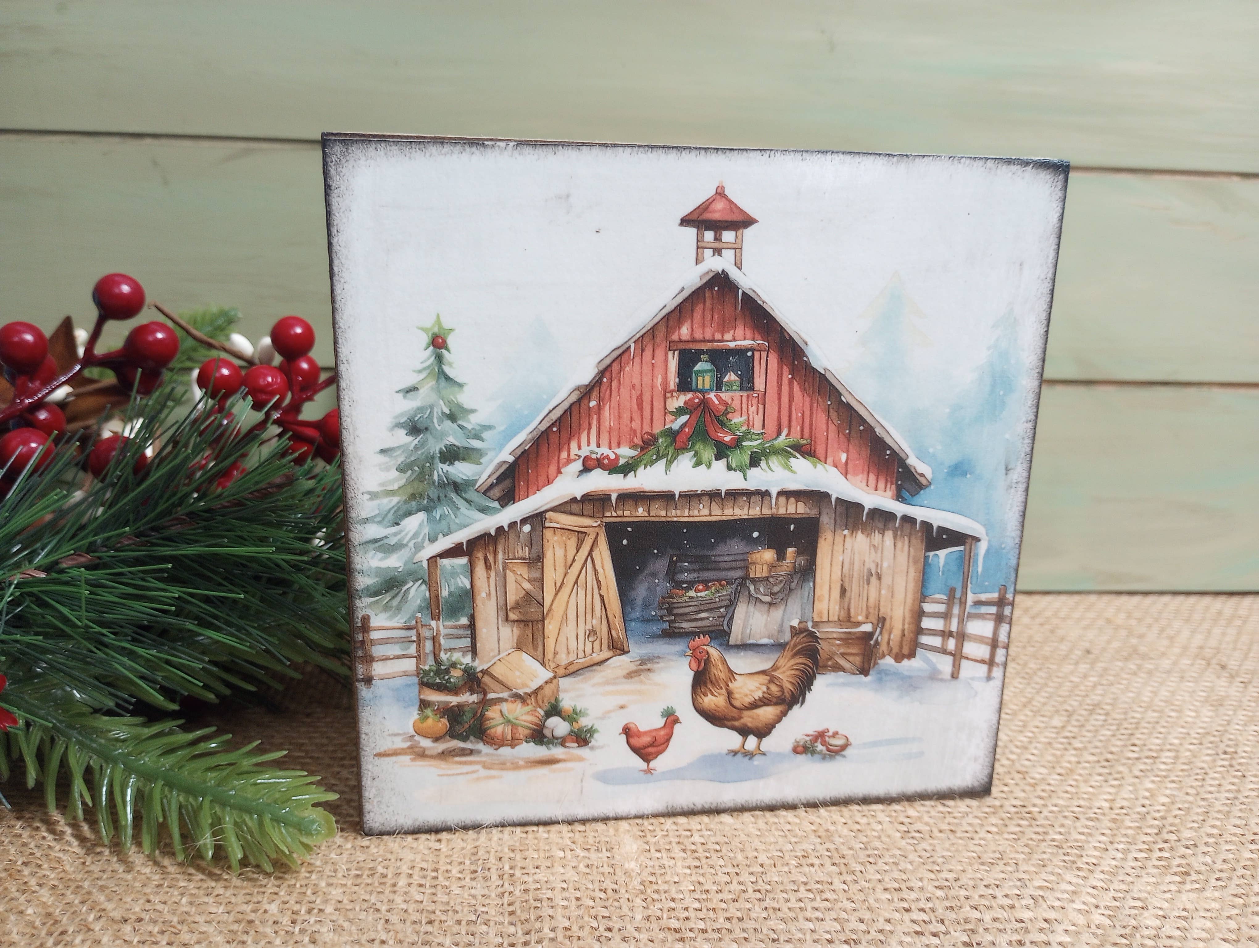Wholesale Chicken Wood Block Sign - Christmas Chickens for your store ...