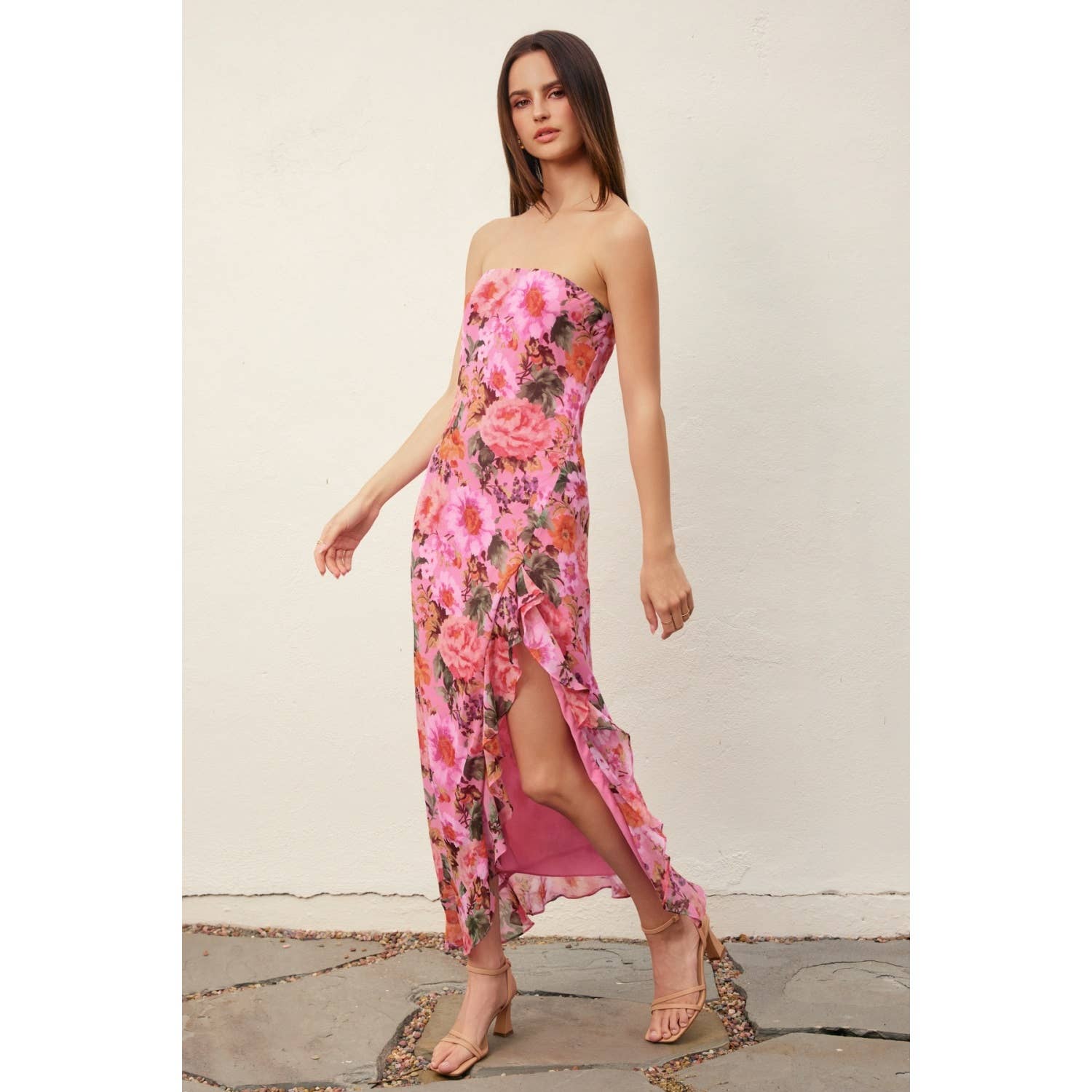 Wholesale Garden Party Strapless Ruffled Slit Maxi Dress for your store ...