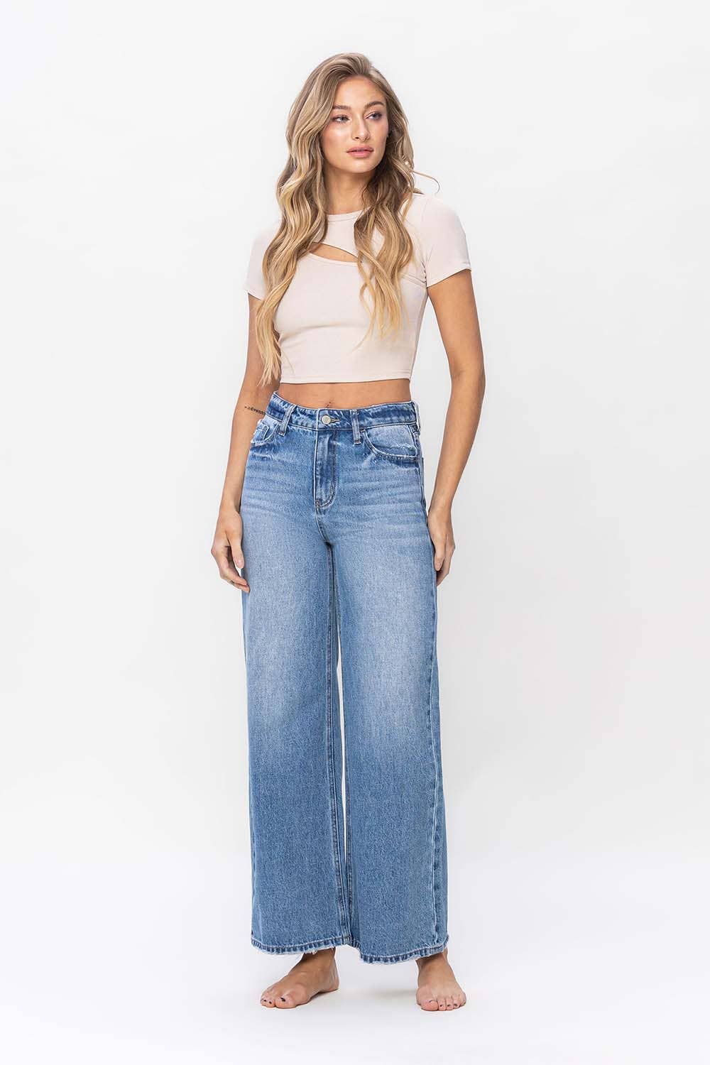 Wholesale SUPER HIGH RISE A-LINE TROUSER WIDE LEG JEANS V3422 for your ...