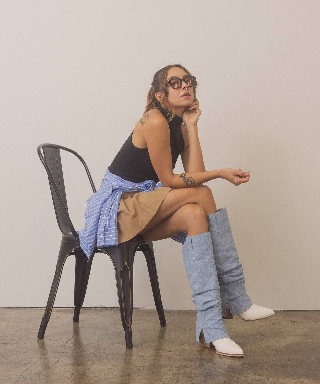 Wholesale The Thea Denim | Fold Over Slit Jean Boot for your store - Faire