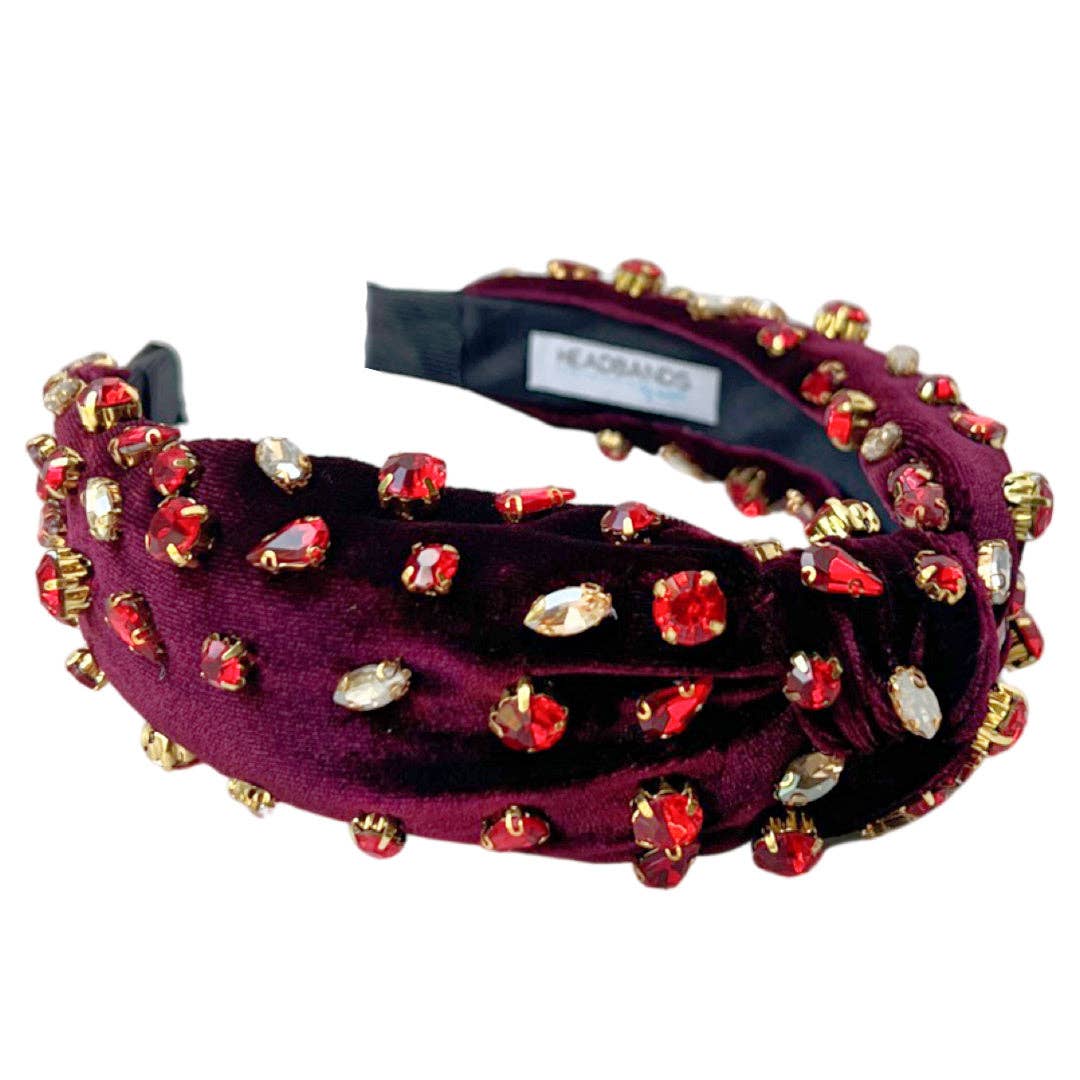 Wholesale Traditional Knot Headband - Velvet Maroon Gem for your store ...