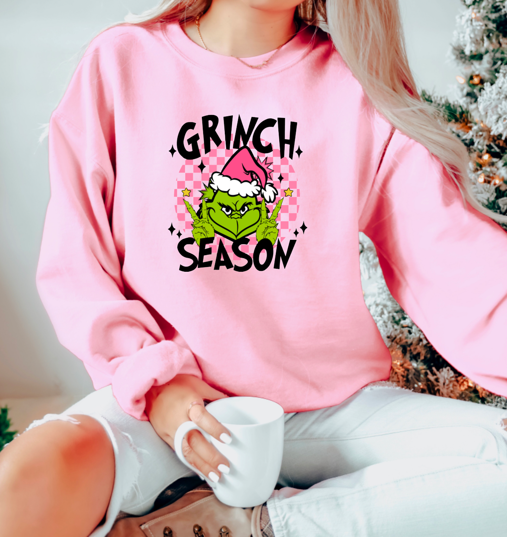 Wholesale Preppy Grinch Checker Gildan Sweatshirt Christmas Tees for ...
