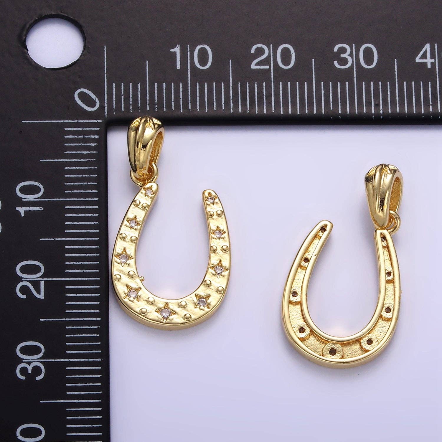Wholesale 24K Gold Filled 20.5mm Clear CZ Star Horseshoe Pendant in ...