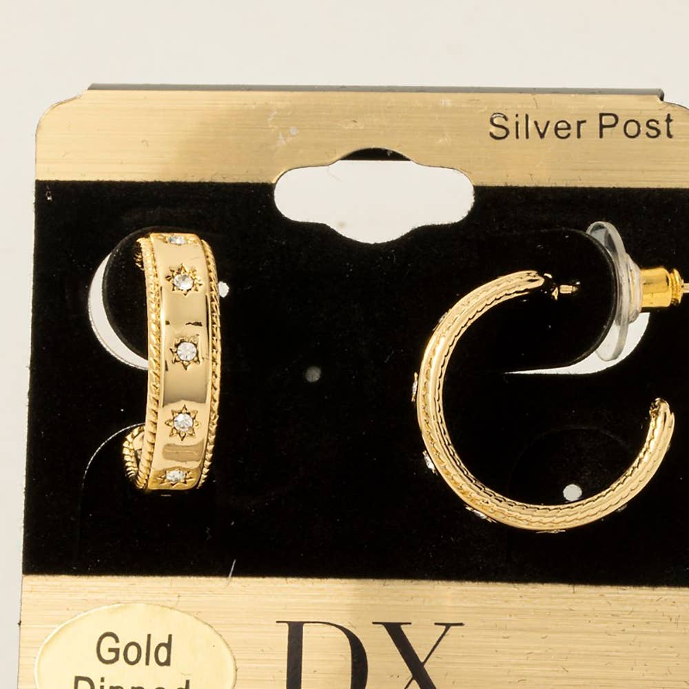 Wholesale Gold Dipped Cz Stars Station Hoop Earrings for your store - Faire