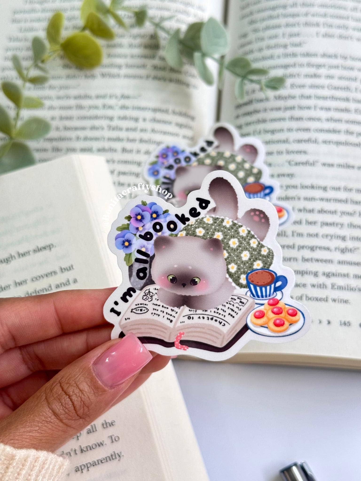 Wholesale Cozy Reading Cat Vinyl Sticker for Journal, Laptop, Planner ...